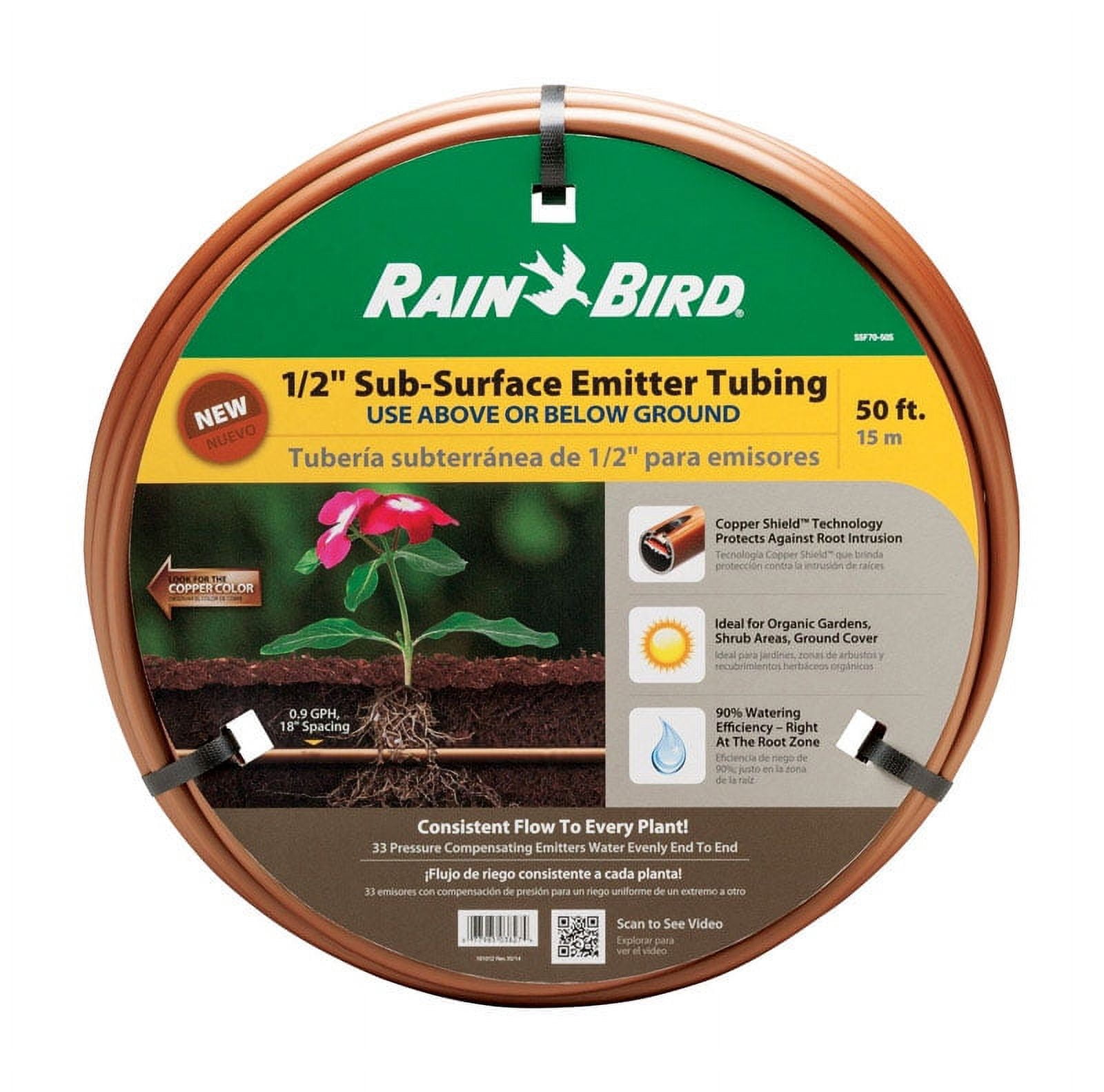 Rain Bird Plastic Drip Irrigation Emitter Tubing 1/2 in. D X 50 ft. L ...