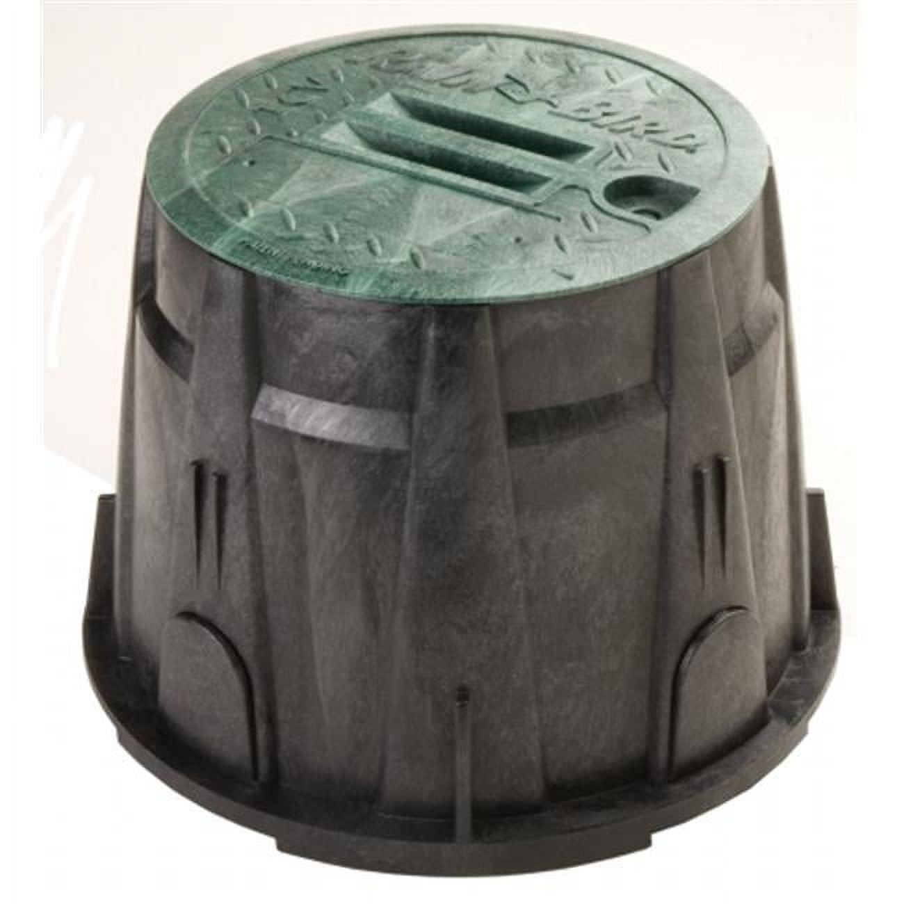 VBRND10 Round Sprinkler Valve Box, Black with Green Lid, 10" High ...