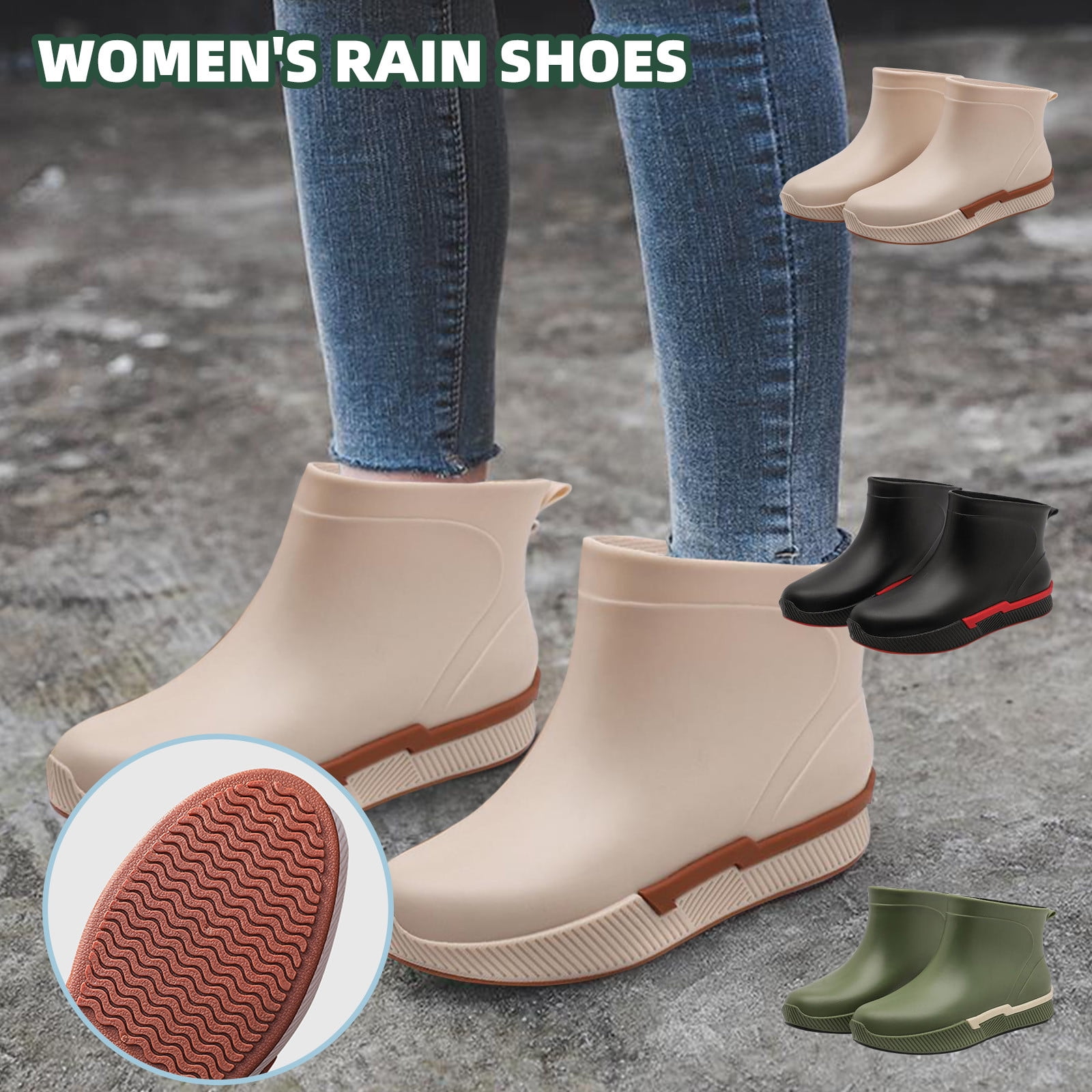 Rain Boot Water Shoes, Short Tube Rubber Boots, Waterproof, Lightweight ...