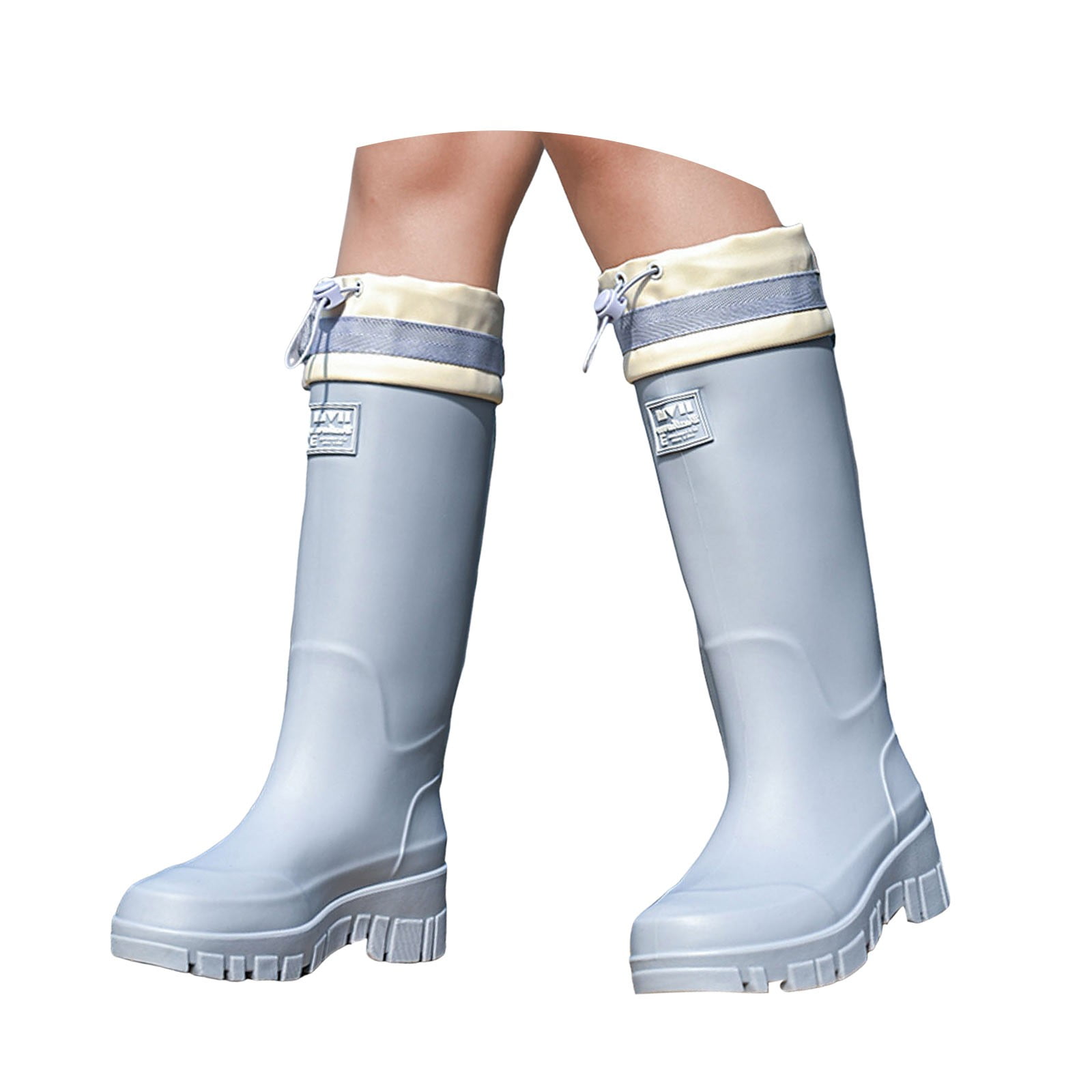 Rain Boots for Women Waterproof Rubber Platform High Heels Knee High ...