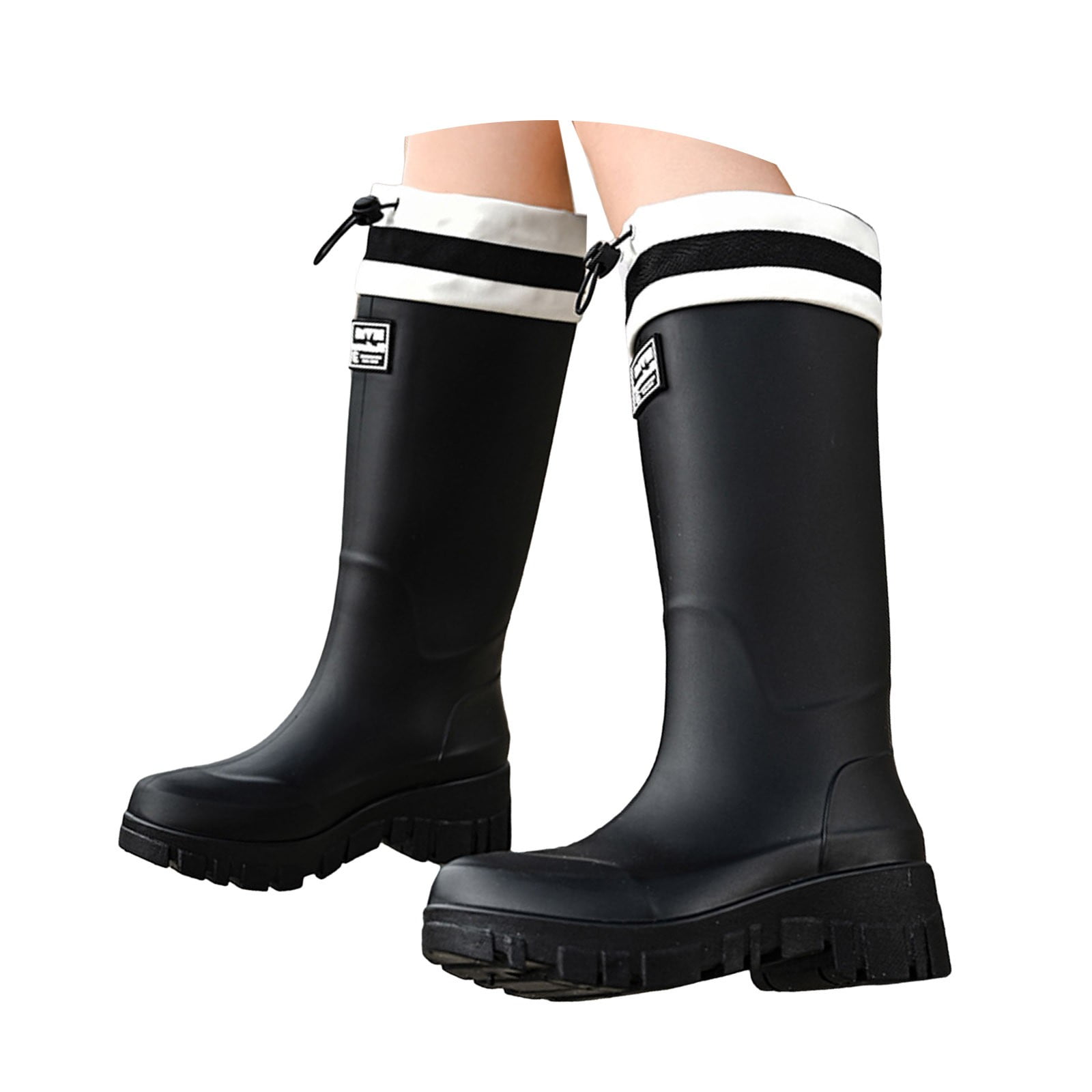 Rain Boots for Women Waterproof Rubber Platform High Heels Knee High ...