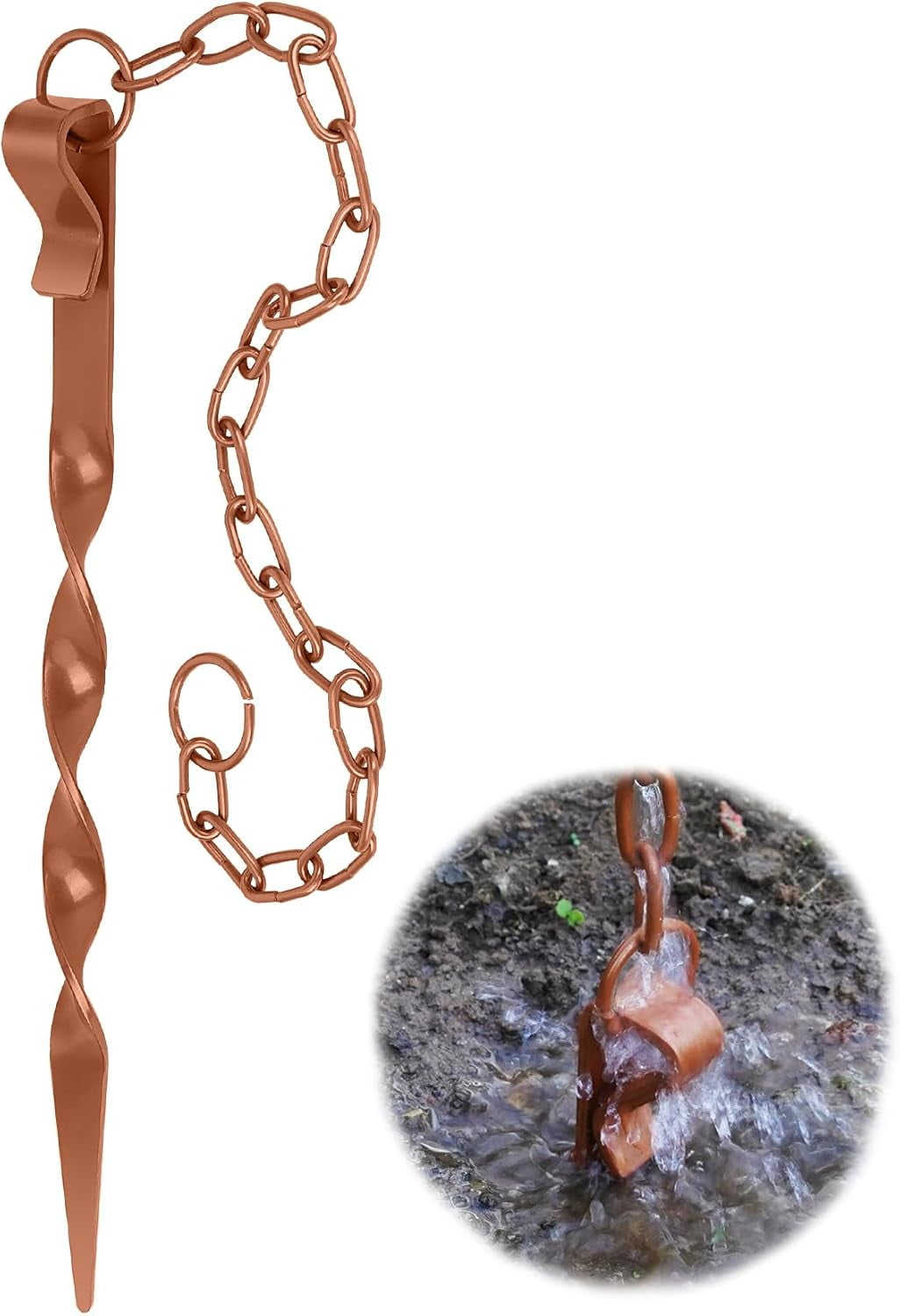 Rain Chain Anchoring Stake Base Copper Cone 3mm Metal Ground Locator ...