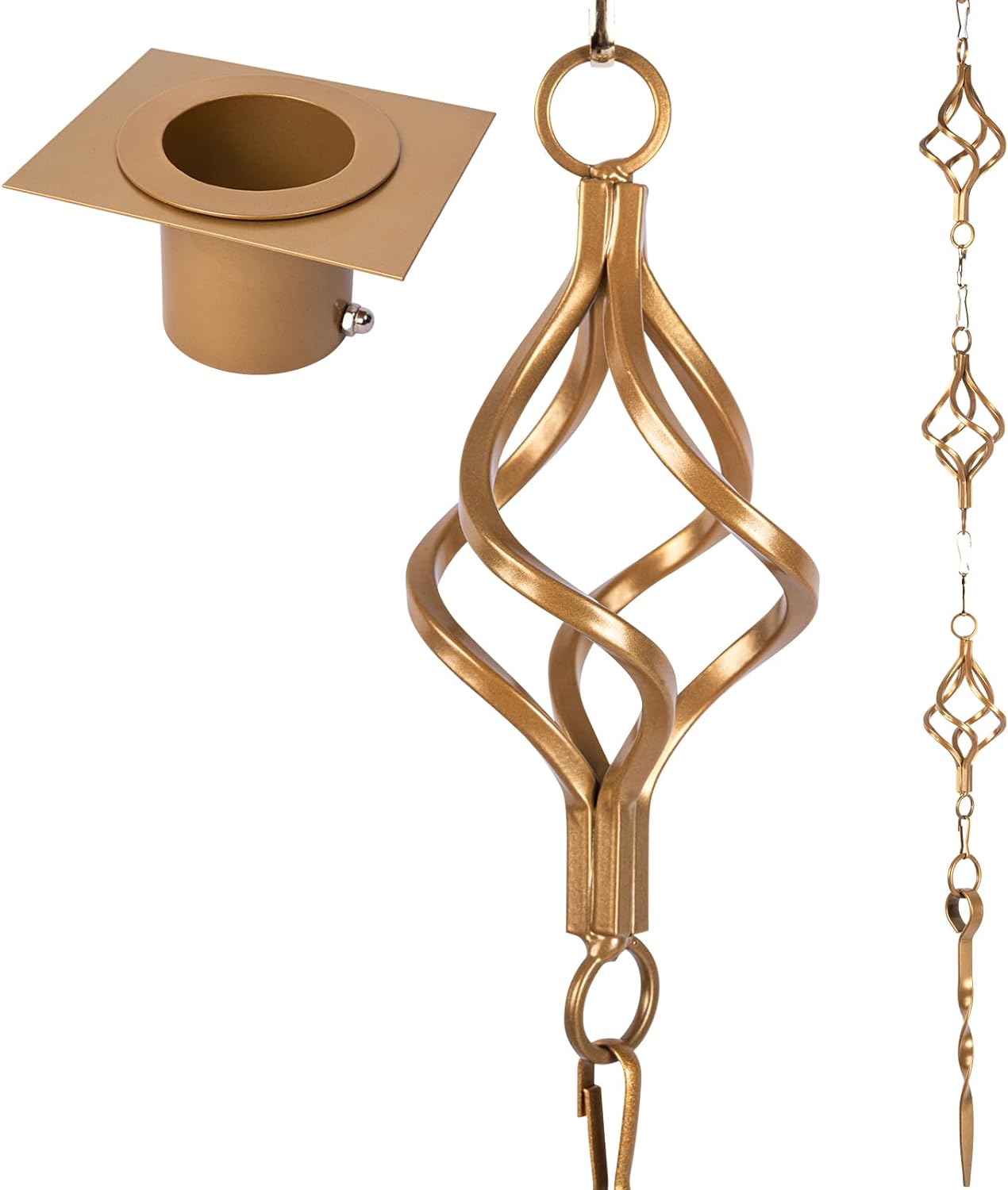 Rain Chain Bird Cage Set 8.5Ft, Not Rust Wrought Iron Rain Chains for ...