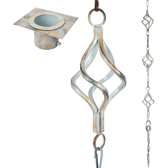 Rain Chain Bird Cage Set 8.5Ft, Not Rust Wrought Iron Rain Chains for ...