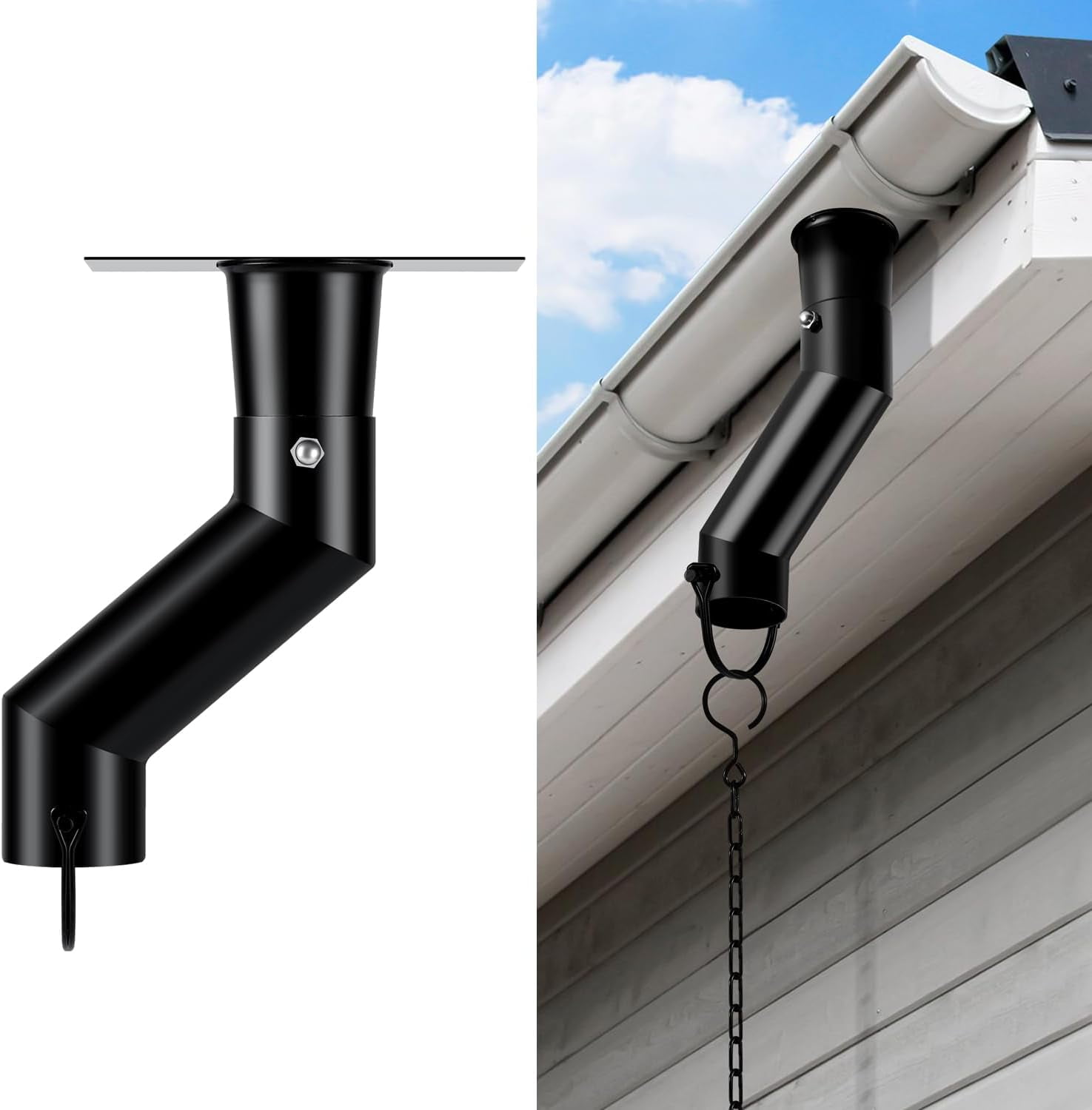 Rain Chain Gutter Adapter Black Installation Suit for Gutter Downspout ...