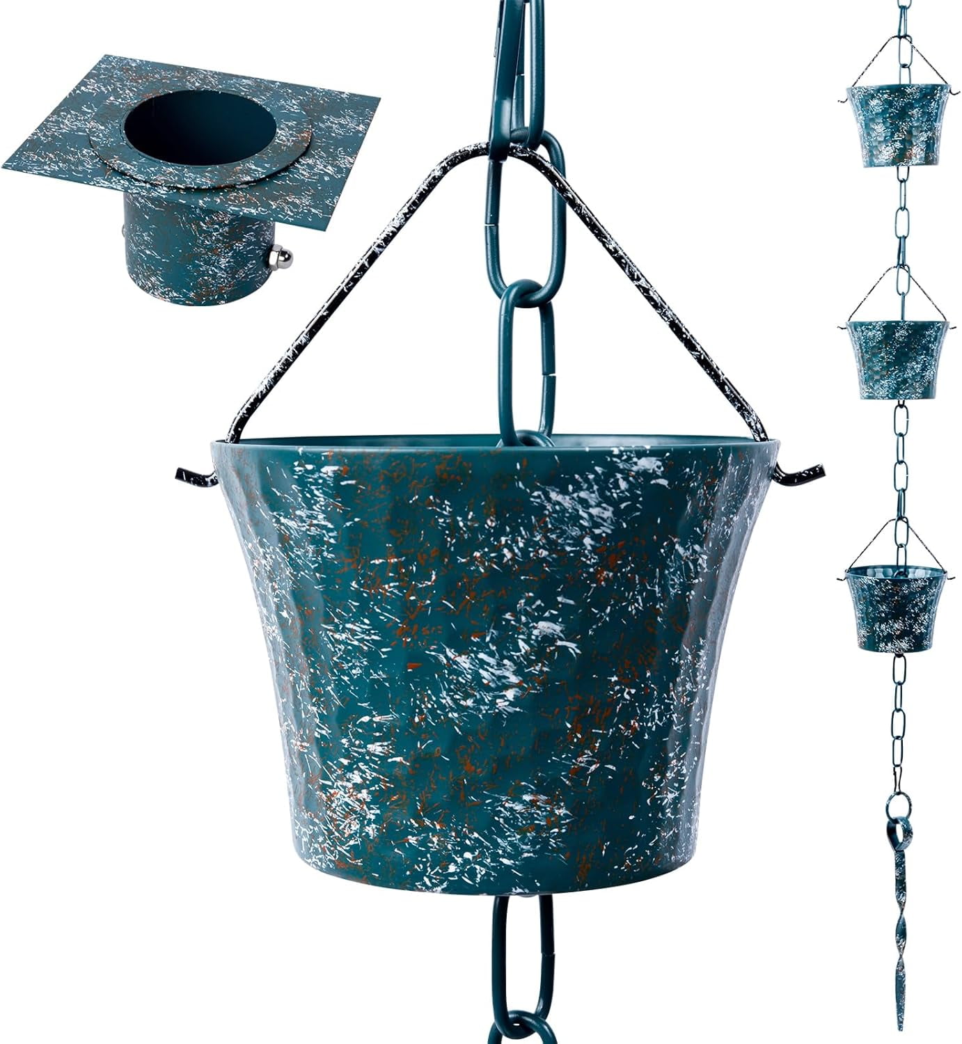 Rain Chain for Gutters with Adapter, Not RustWrought Iron Rain Chains ...