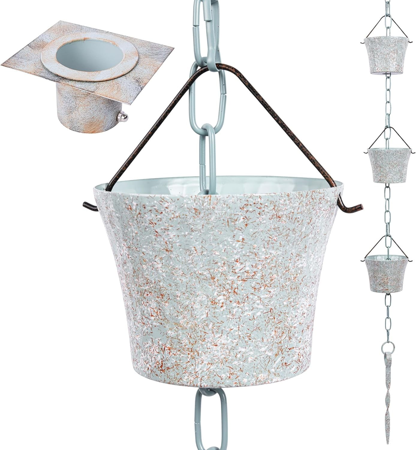 Rain Chain for Gutters with Adapter,Wrought Iron Rain Chains Set 8.5 Ft ...