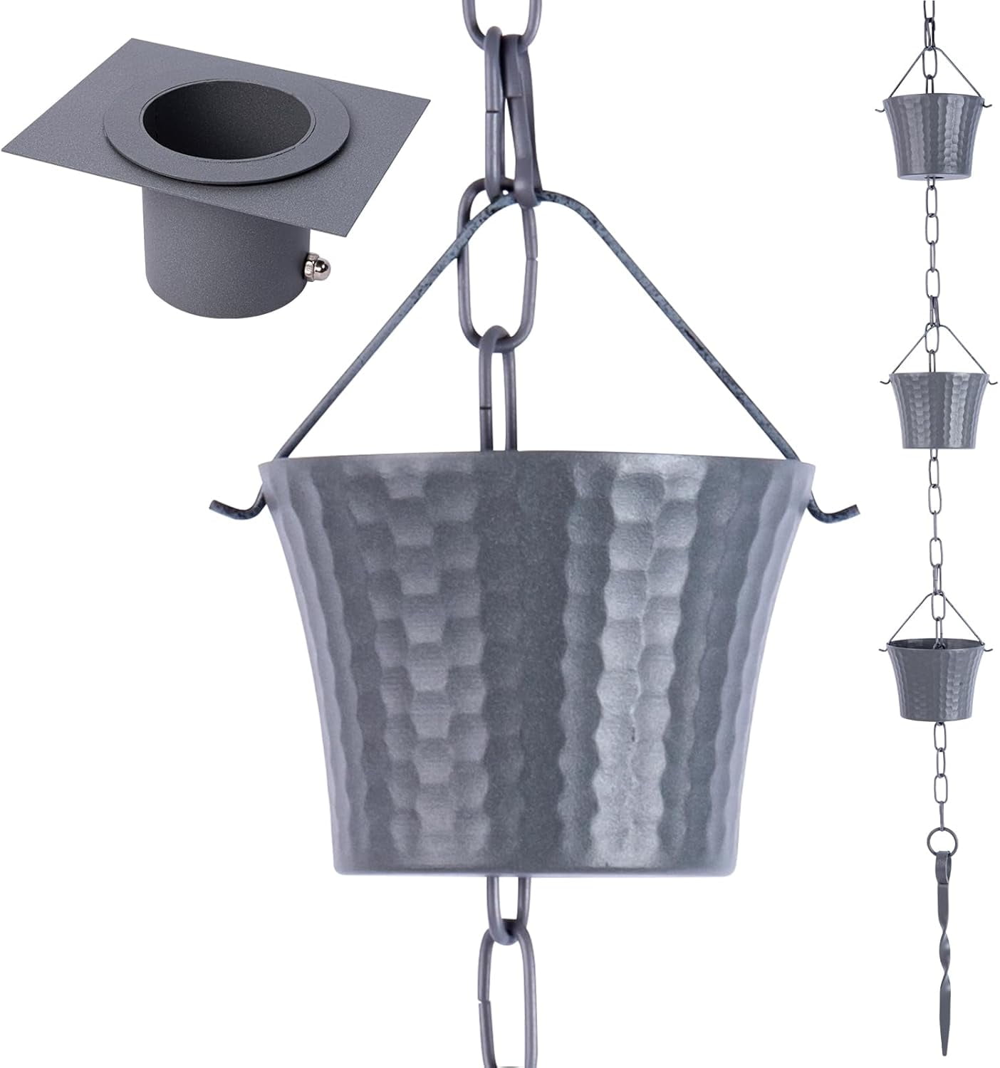 Rain Chain for Gutters with Adapter,Wrought Iron Rain Chains Set 8.5 Ft ...