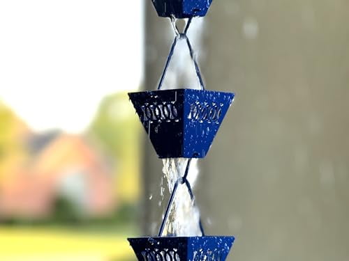 Rain Chains for Gutters | Rainwater Catcher & Diverter | 8.5ft Metal ...