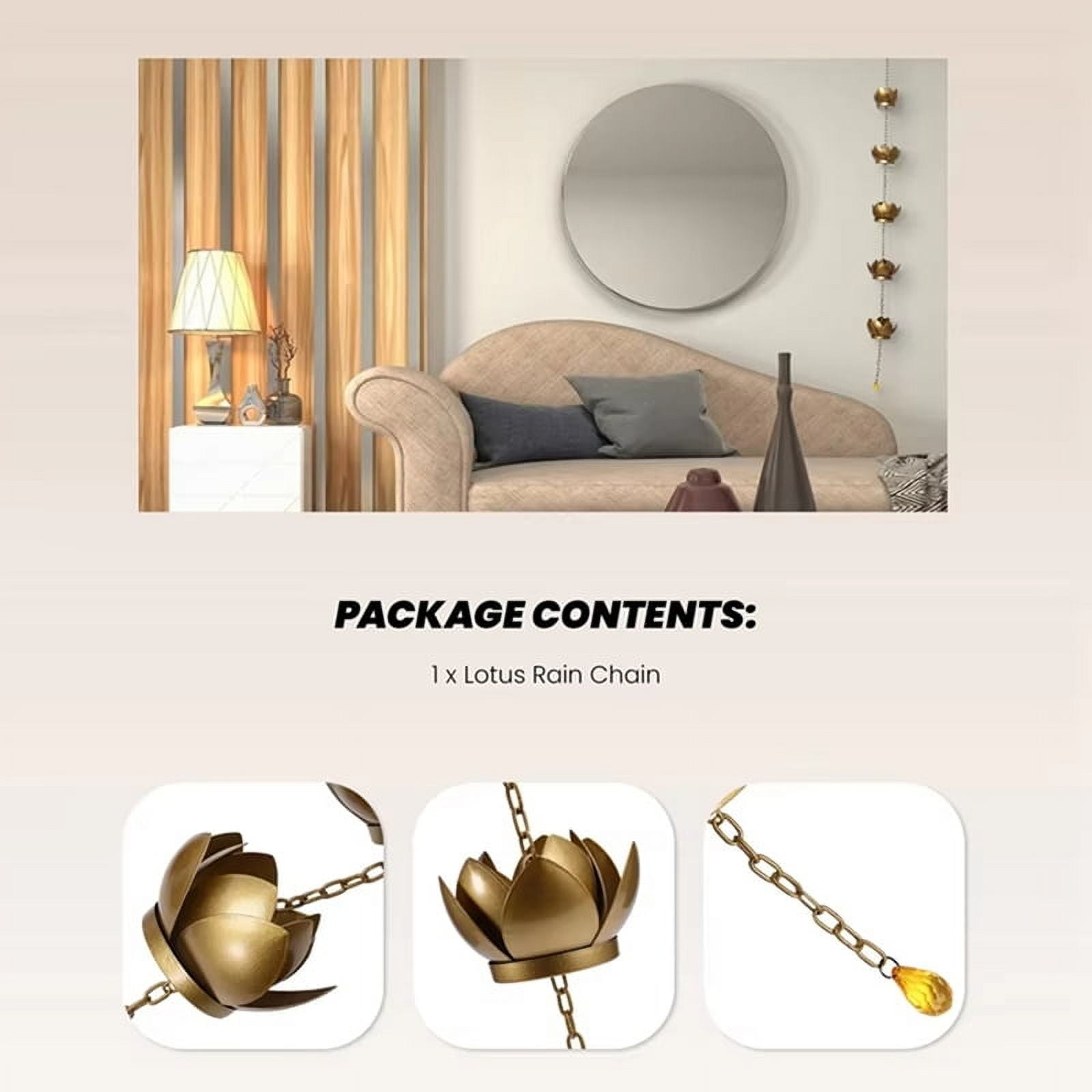 Rain Chains - Lotus Rain Chain Set, Powder Coated Rust- Rainchains ...