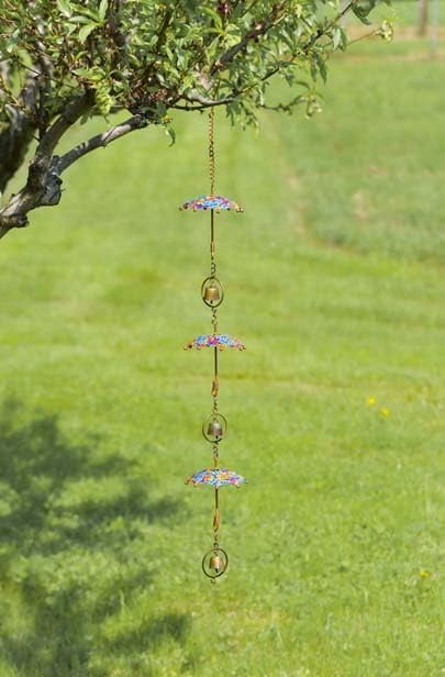 Rain Chains Metal Decorative Umbrella Rain Chain Bell 39" for Home ...