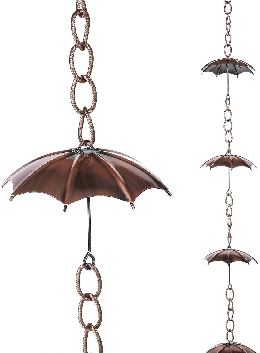 Rain Chains Metal Decorative Umbrella Rain Chain Bell 72" Rain ...