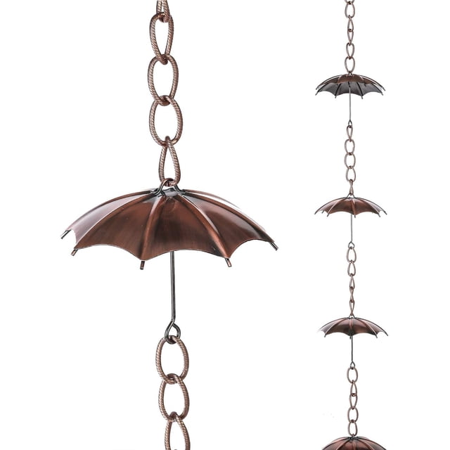 Rain Chains Metal Decorative Umbrella Rain Chain Bell 72" Rain ...