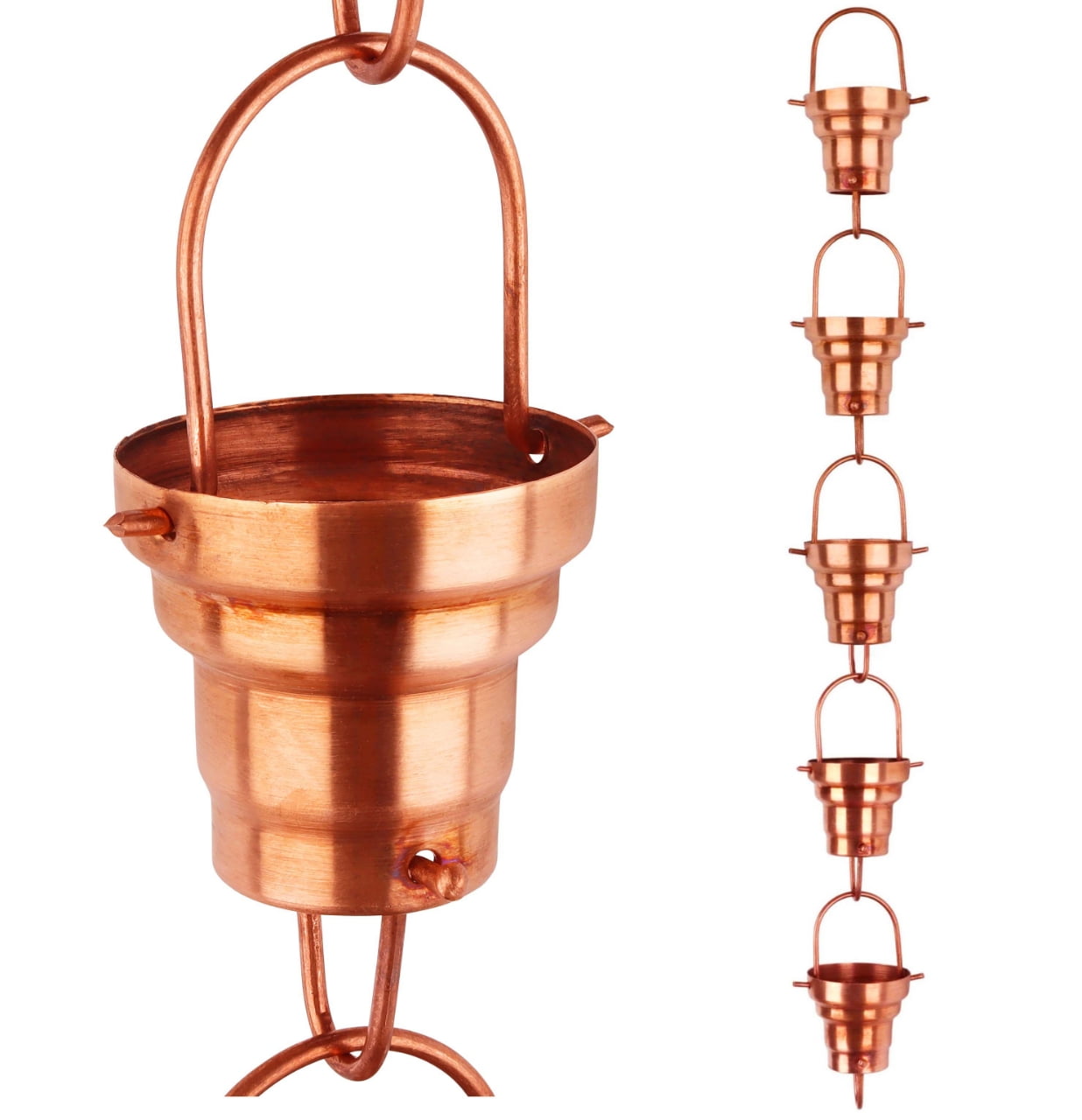 Rain Chains by JASINC 8.5 ft Layer Rain Chain Copper, Water Diverter ...