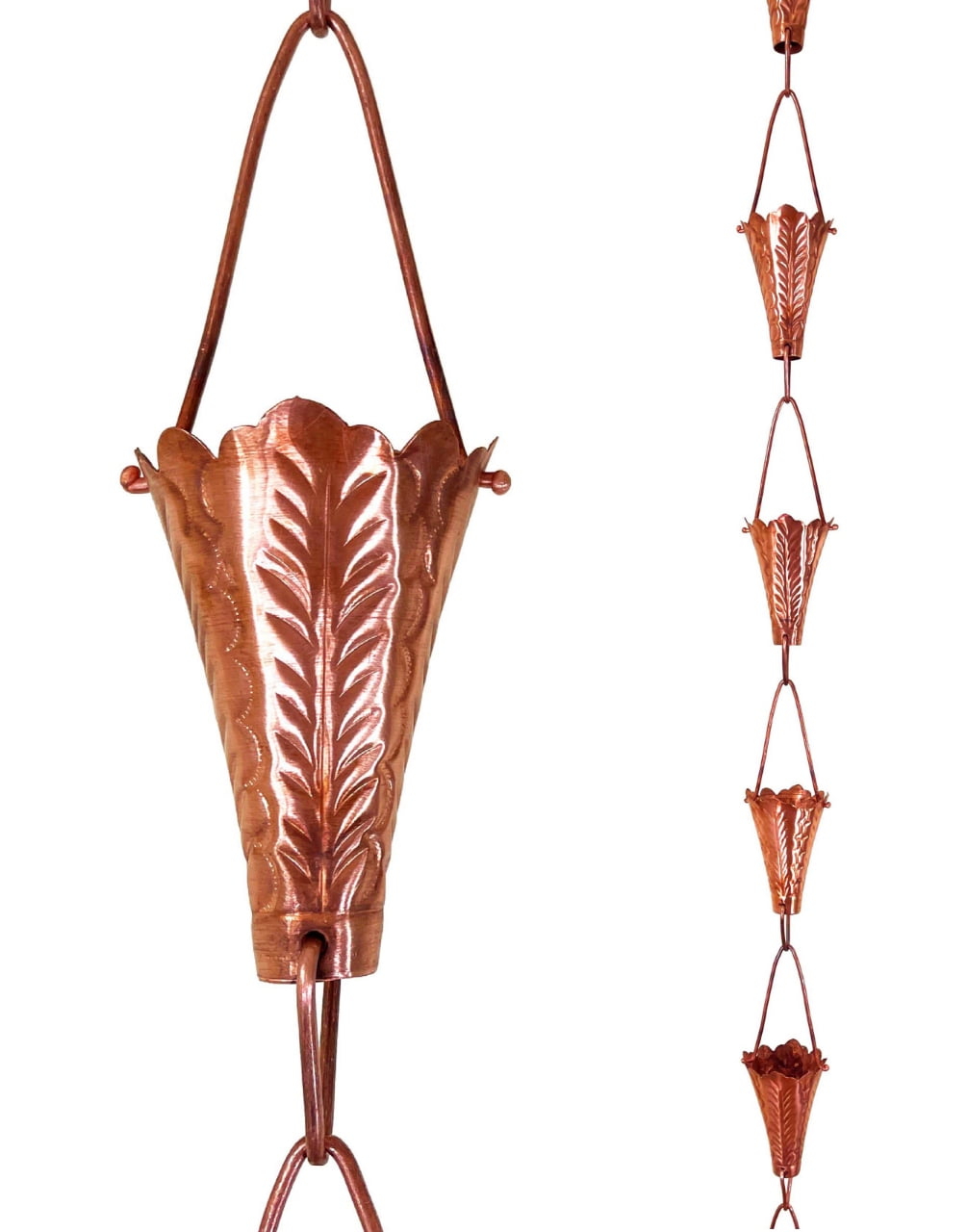 Rain Chains by JASINC 8.5 ft Leaf Rain Chain Copper, Water Diverter ...