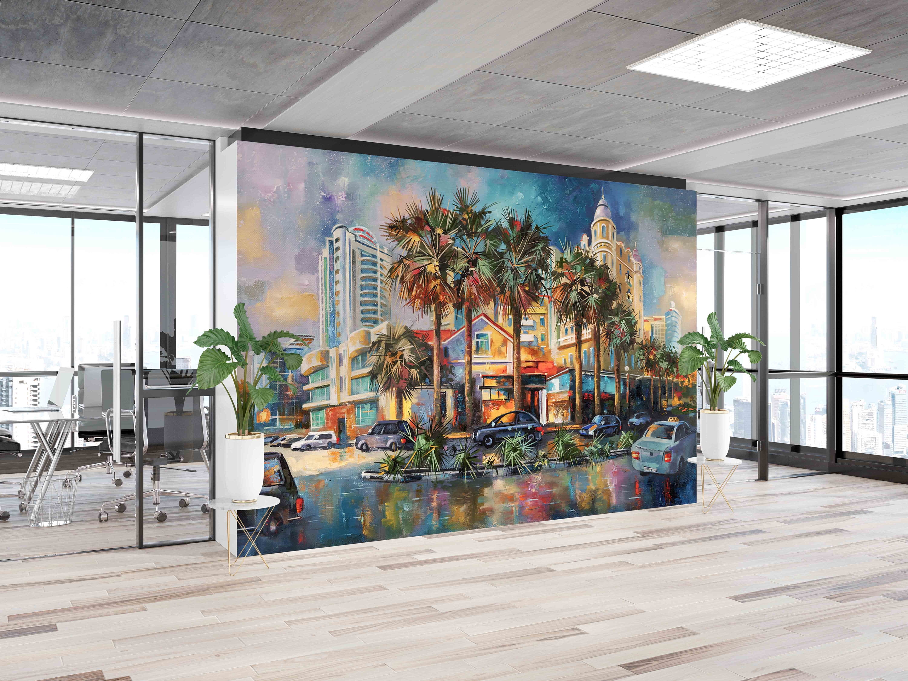 After Rain Cityscape, 3d Wallpaper, Paper Wall Art Street Landscape ...