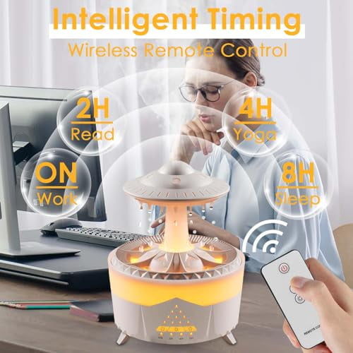 Rain Cloud Humidifier Water Drip, 7 Colors Night Rain Diffuser with ...