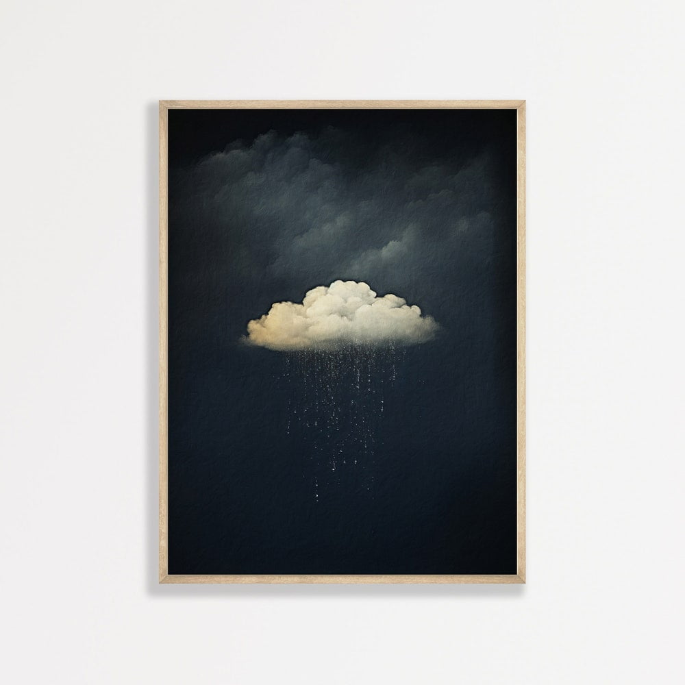 Rain Cloud Print, Moody Dark Blue Wall Art, Minimalist Wall Decor, Maximalist Decor, Cloud ...