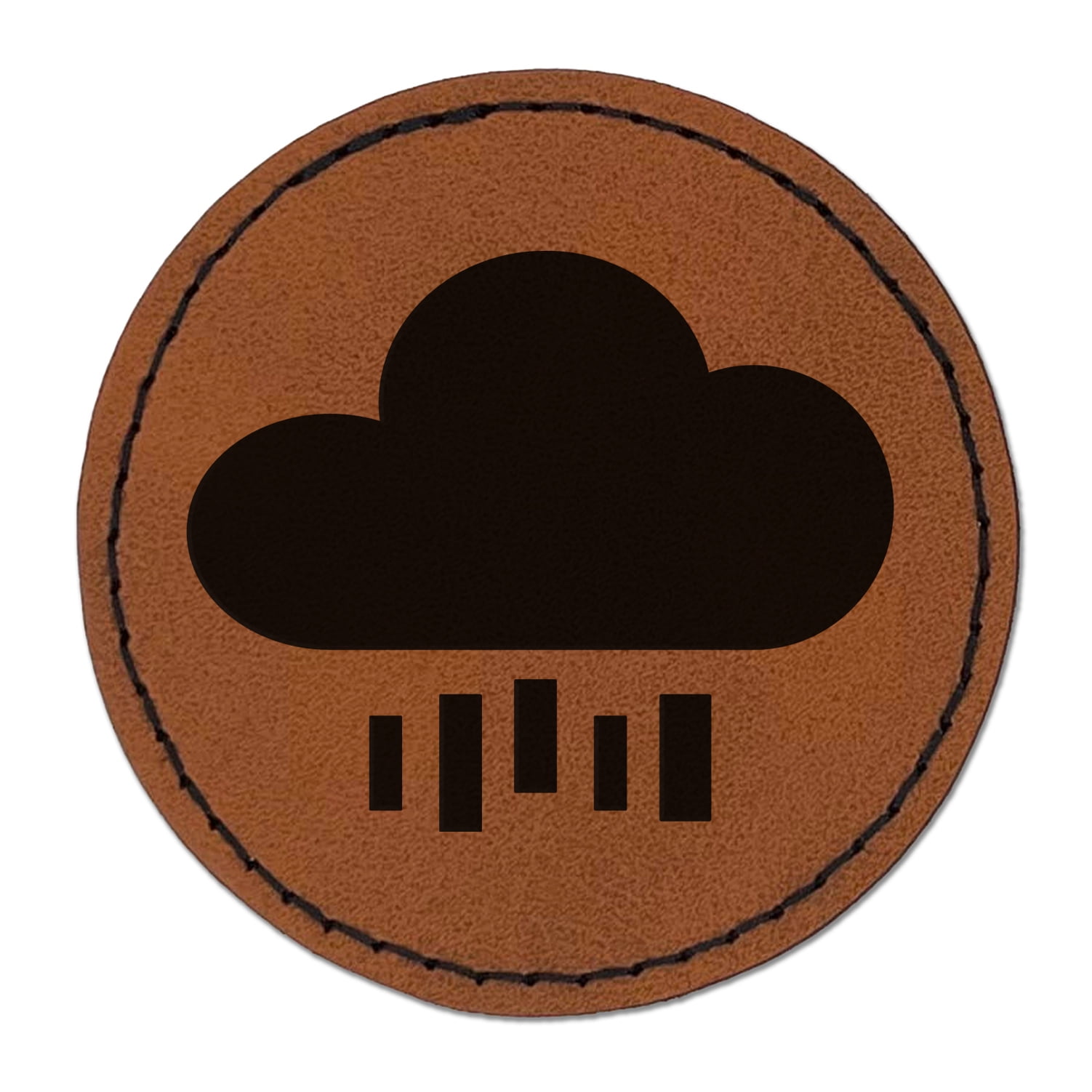 Rain Cloud Solid 2.5" Faux Leather Round Engraved Iron-On Patch - Brown ...