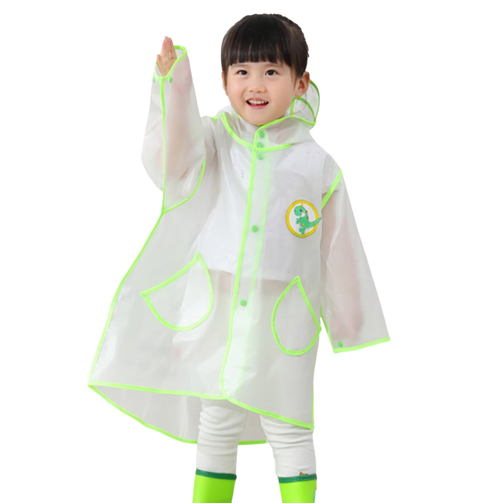 Rain Coats Children Raincoat Cute Cartoon Baby Transparent Fashion Wrapped Eva Raincoat Green ...