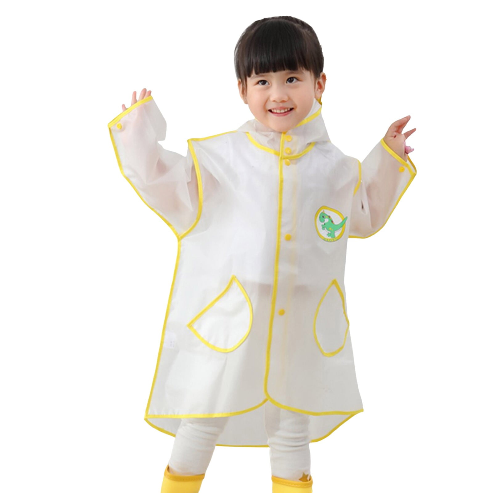 Rain Coats Children Raincoat Cute Cartoon Baby Transparent Fashion Wrapped Eva Raincoat Yellow ...