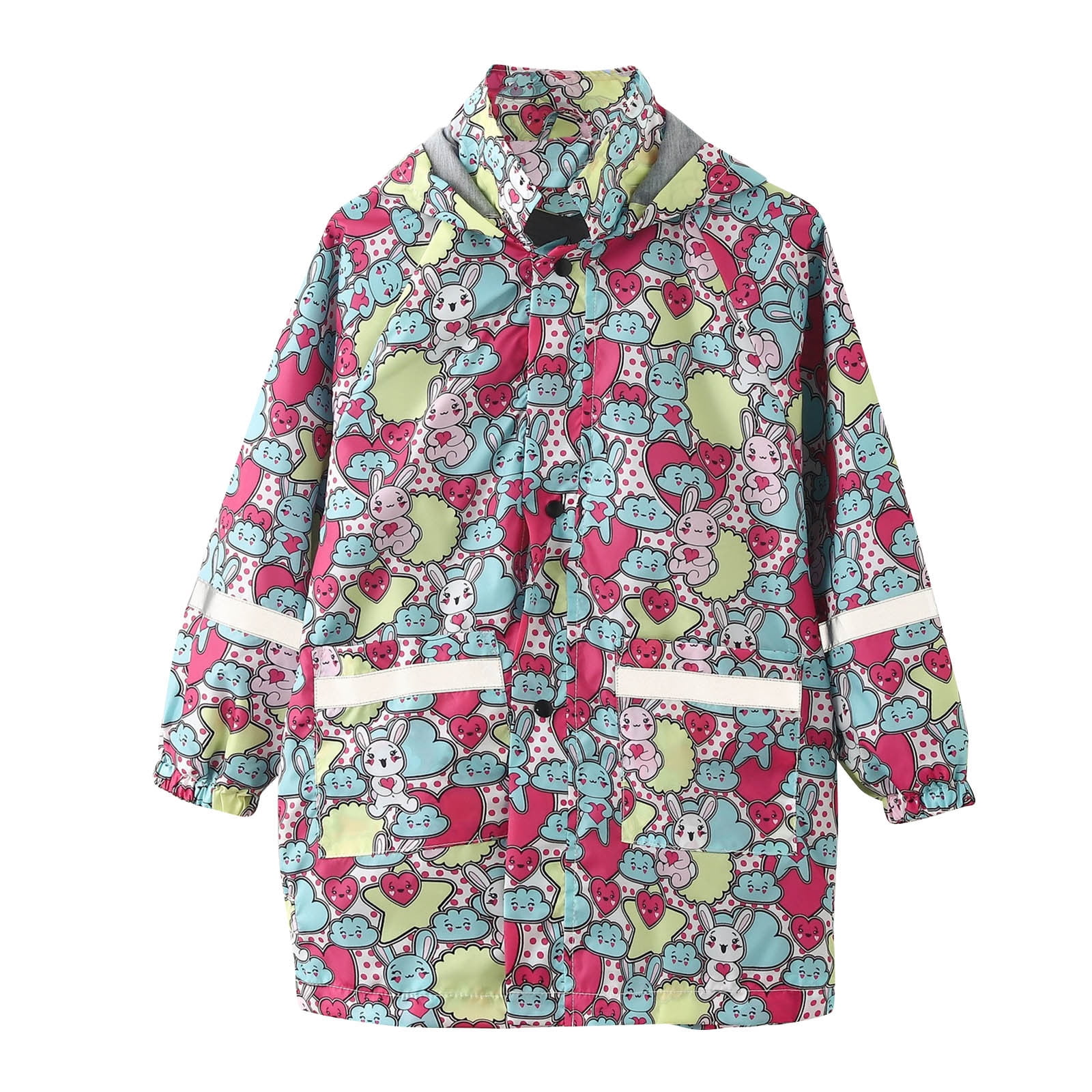 Rain Coats Girls Hooded Raincoat Cartoon Print Windproof With ...