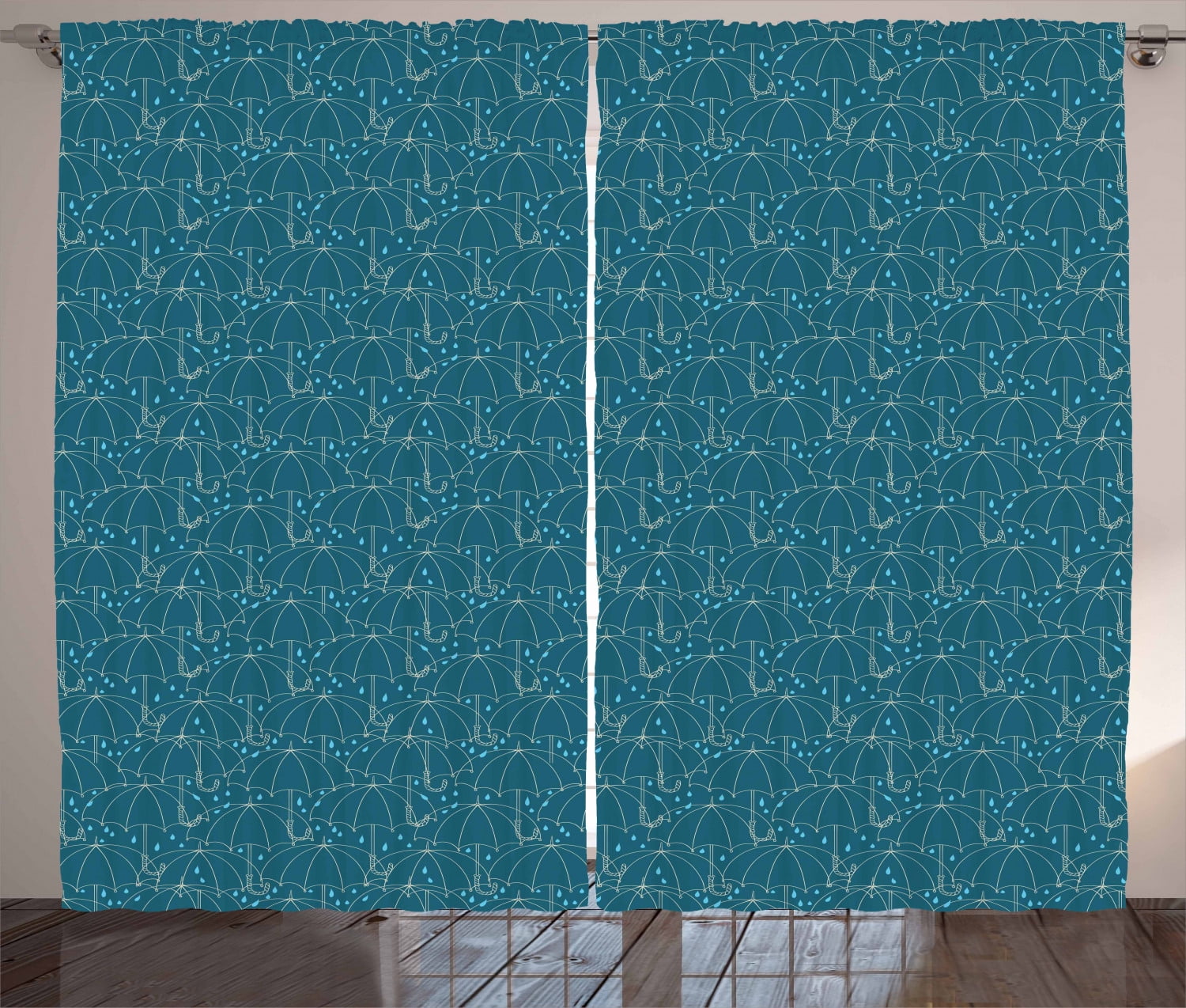 Ambesonne Rain Curtains 2 Panel Set, Doodle Contour Umbrellas, 108" x ...