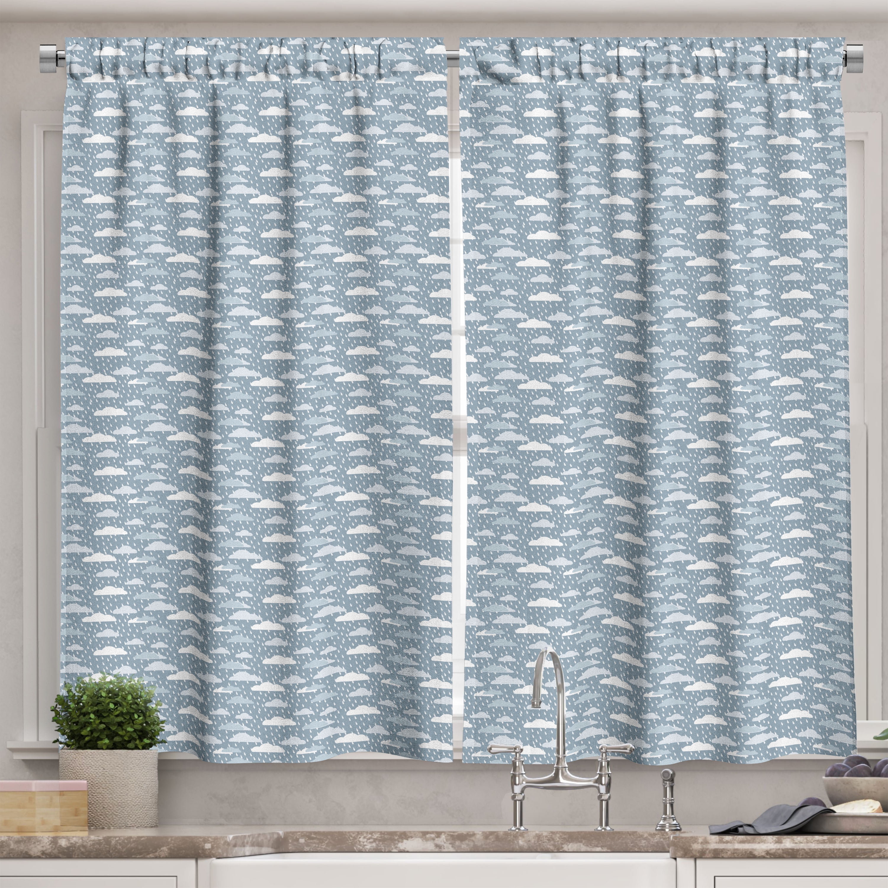 Rain Curtains 2 Panels Set, Nursery Concept Repetitive Pattern ...