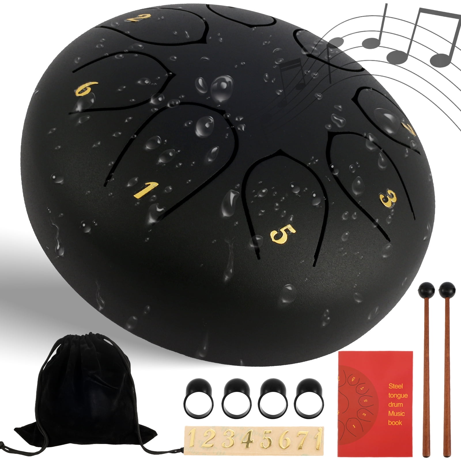 Rain Drum 8 Tone 6 Inch Carbon Steel Tongue Drum Outdoor Garden Chakra ...