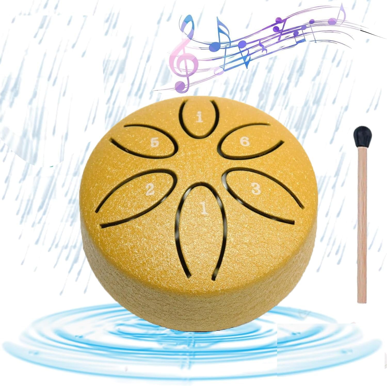 Rain Drum for Outside, 3 Inch 6 Notes Steel Tongue Drum Rain Chime ...