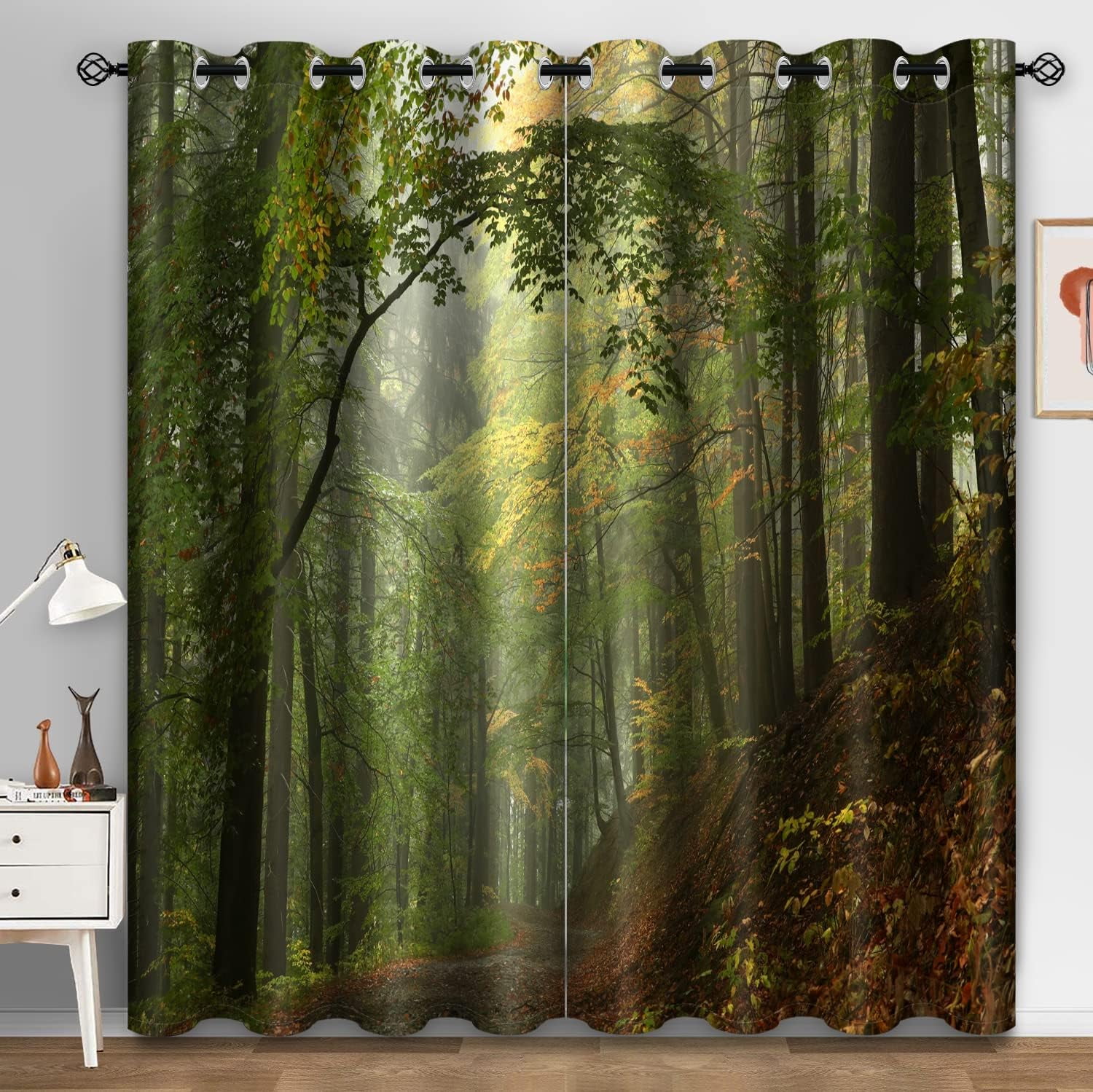 Rain Forest Waterfall Semi-Blackout Curtain Mountain Waterfall Flow ...