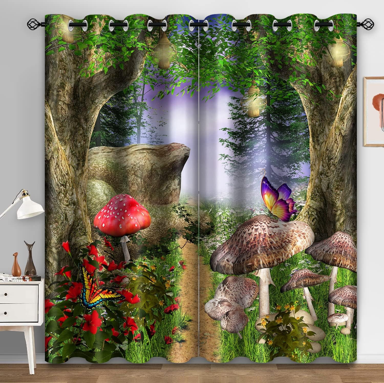 Rain Forest Waterfall Semi-Blackout Curtain Mountain Waterfall Flow ...
