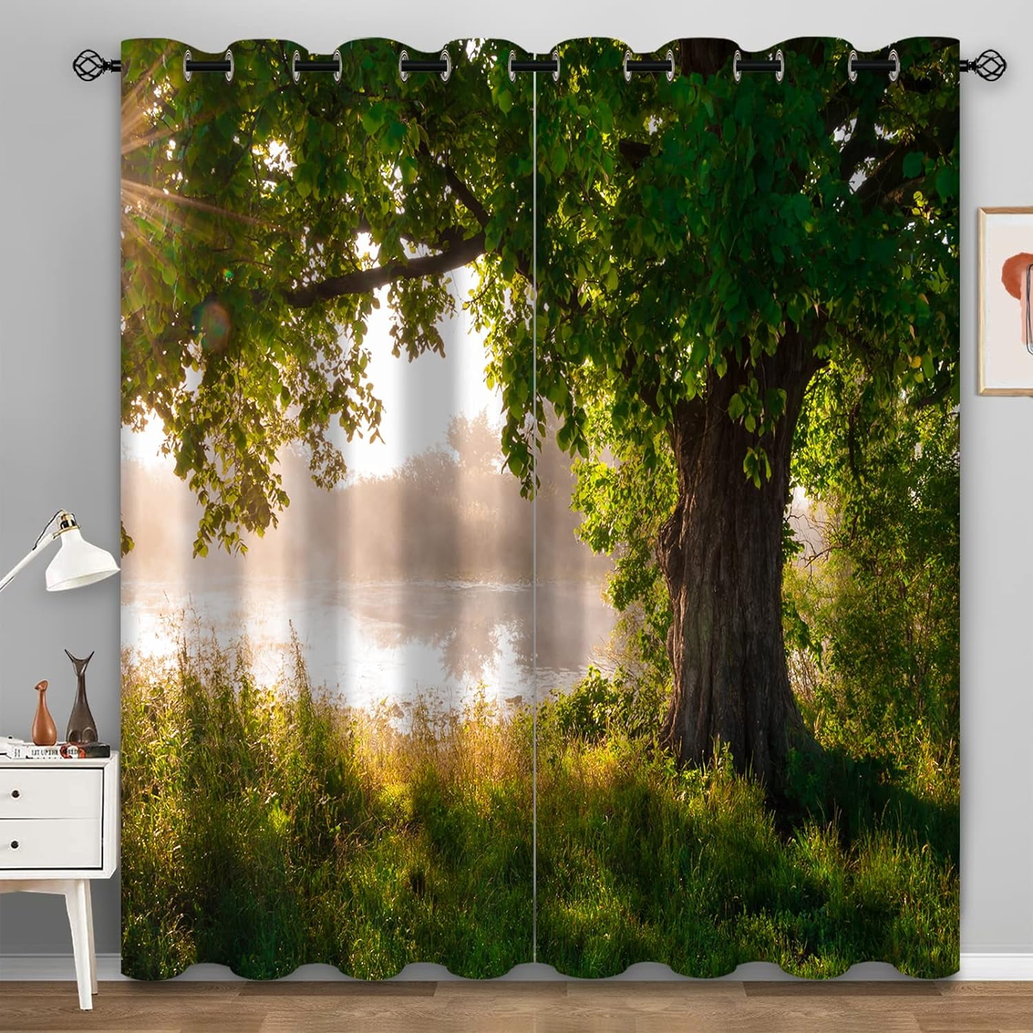 Rain Forest Waterfall Semi-Blackout Curtain Mountain Waterfall Flow ...