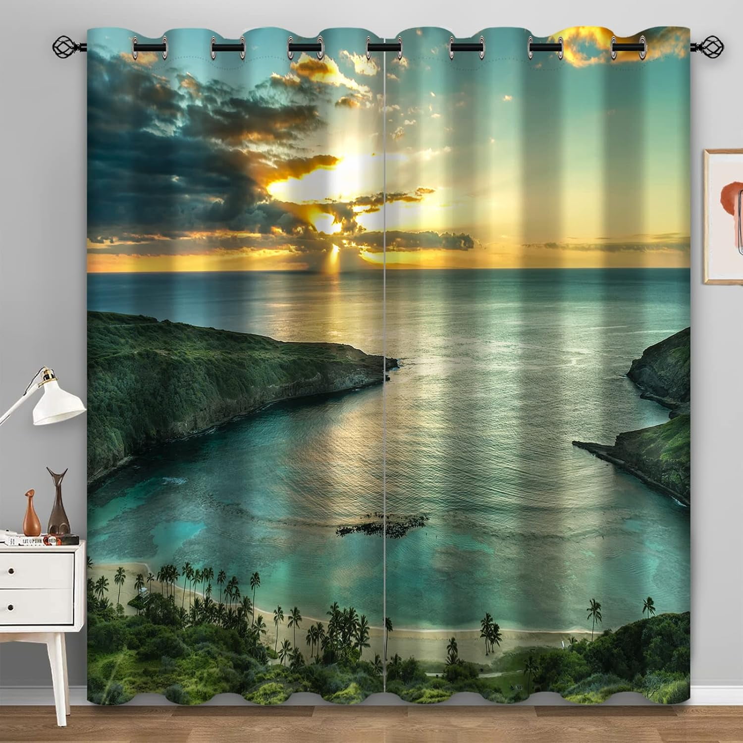 Rain Forest Waterfall Semi-Blackout Curtain Mountain Waterfall Flow ...