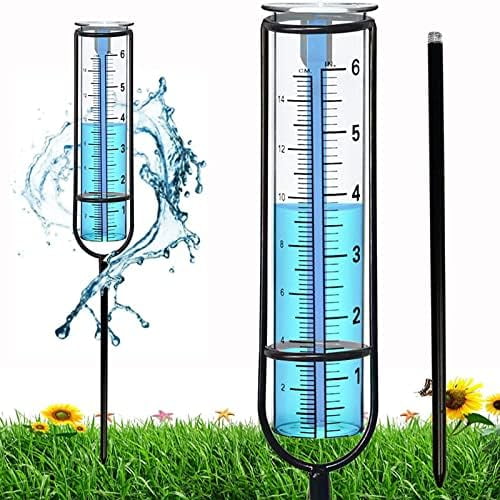 Rain Gauge, 6" Capacity Glass rain Gauge Outdoor, rain gauges for Yard ...