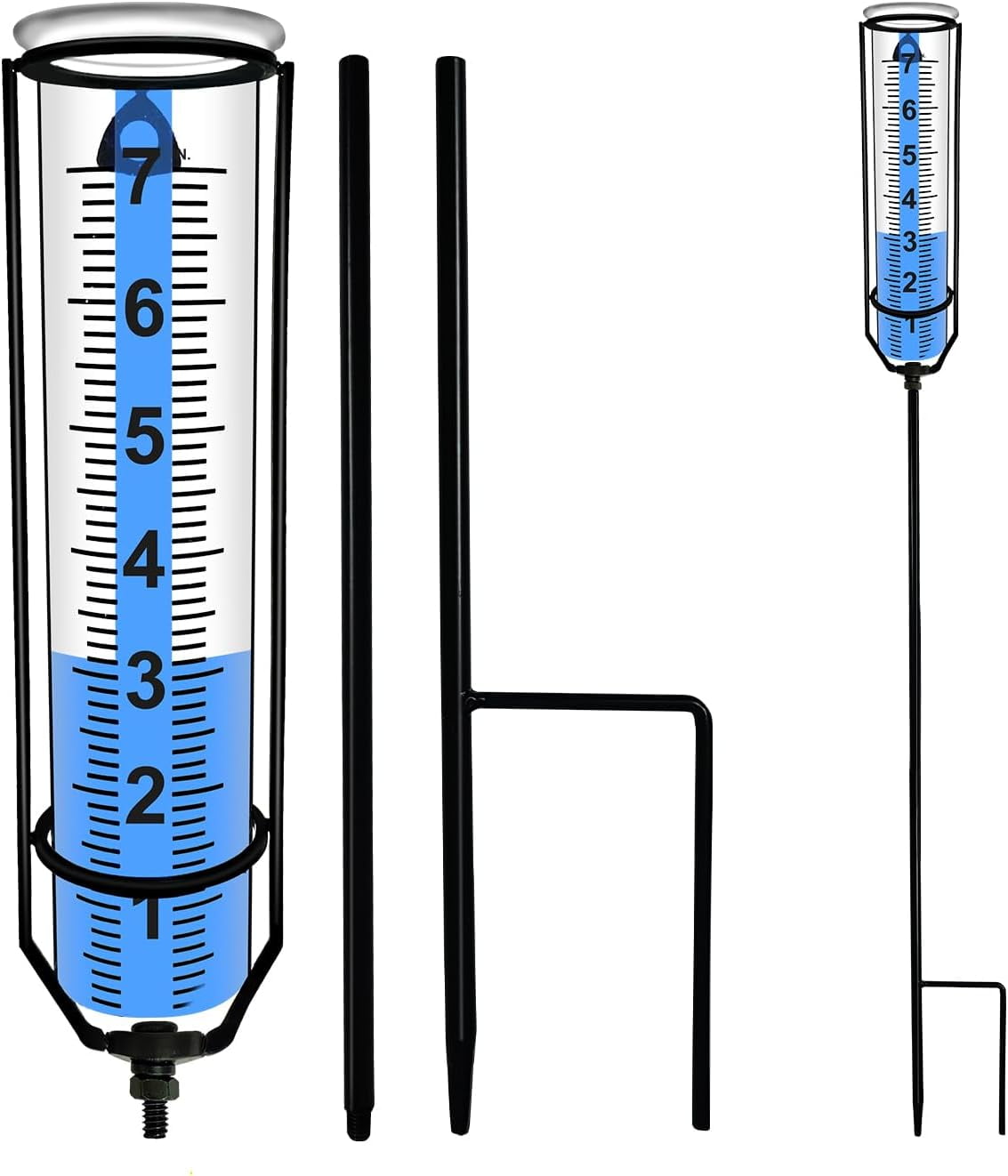Water-Resistant Rain Gauge with Sturdy Stake, Adjustable Height, Clear ...