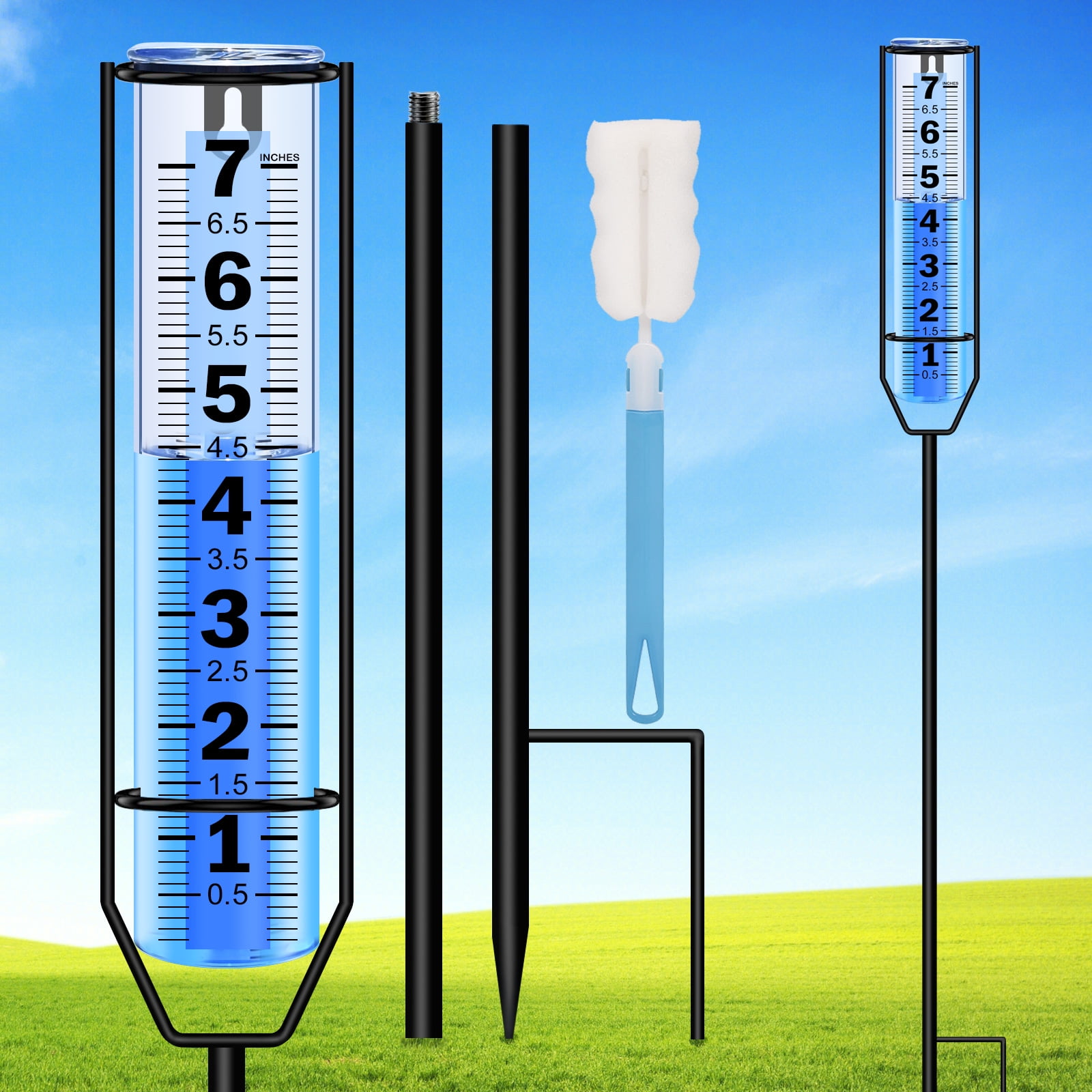 "7"" Freeze-Proof Plastic Rain Gauge Outdoor with Clear Numbers for ...
