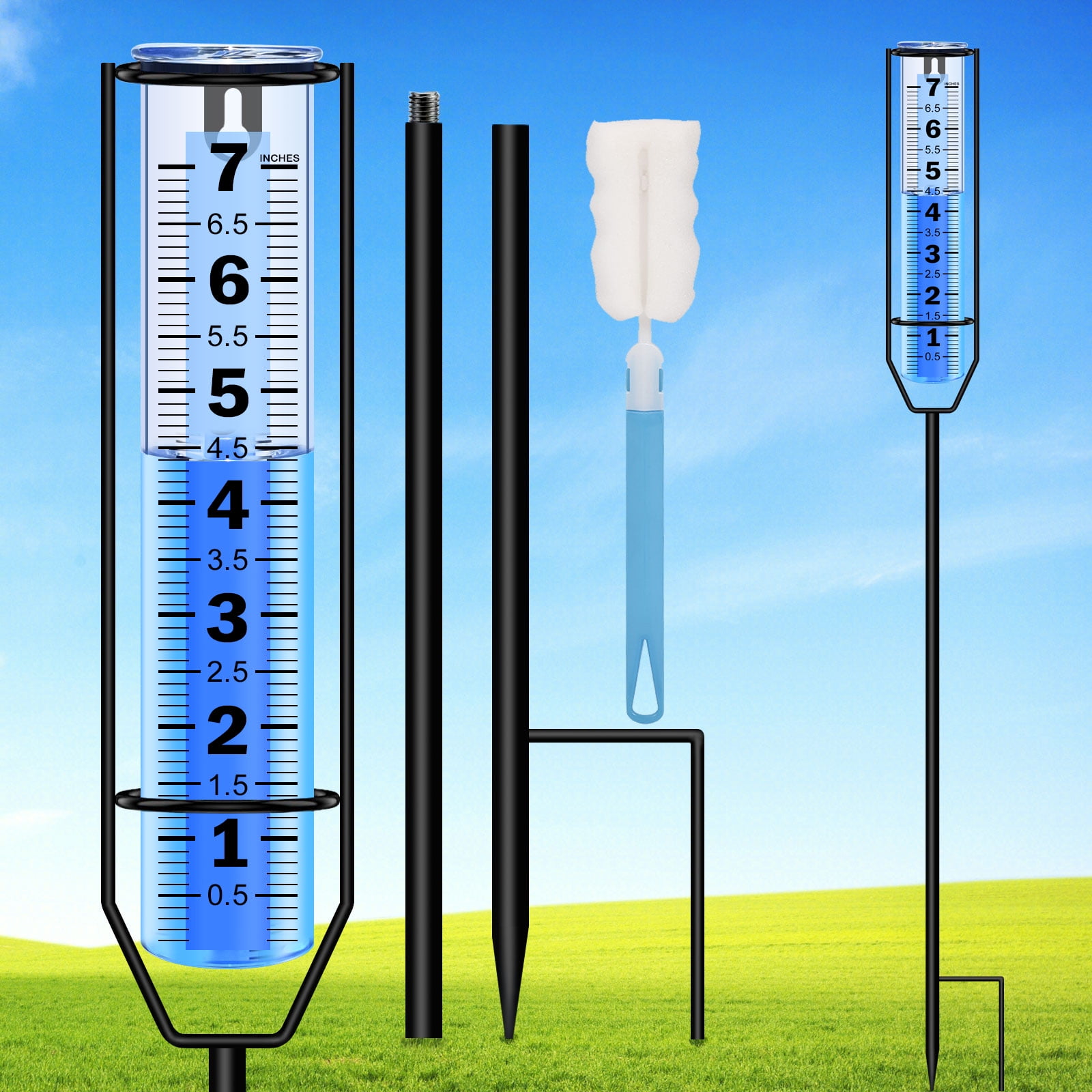 Rain Gauge Outdoor, 7" Freeze-Proof Plastic Large Clear Numbers and ...