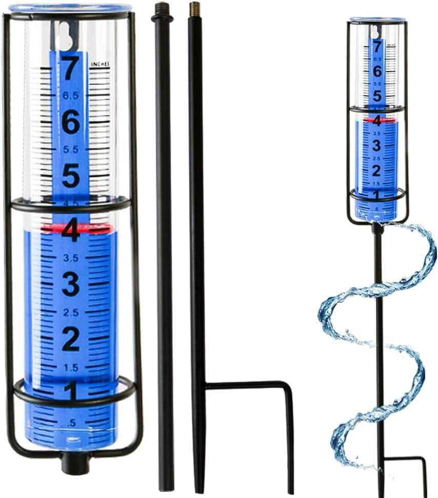 Rain Gauge Outdoor,7-Inch Capacity with Red Float Marker,Freeze-Proof ...