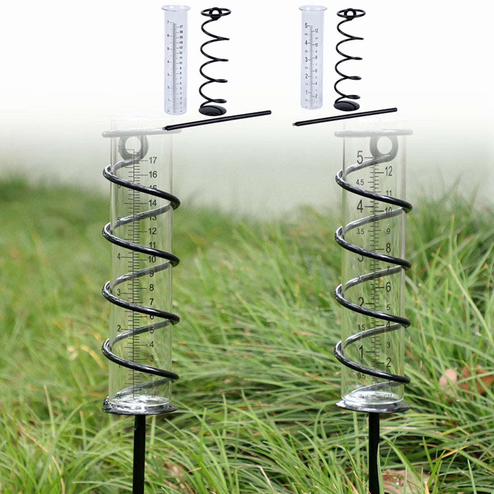 Rain Gauge Outdoor Garden Stake | Clear Glass 5 Inch Precipitation ...