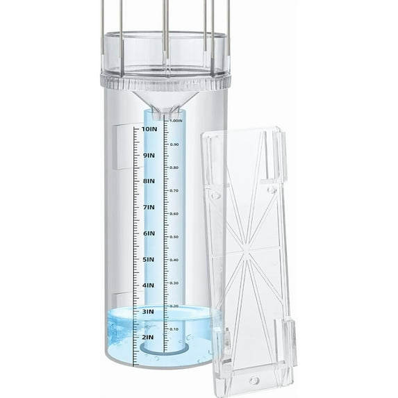 Rain Gauge Outdoor Tube,10"Capacity Easy-to-Read Large Rain and Snow ...