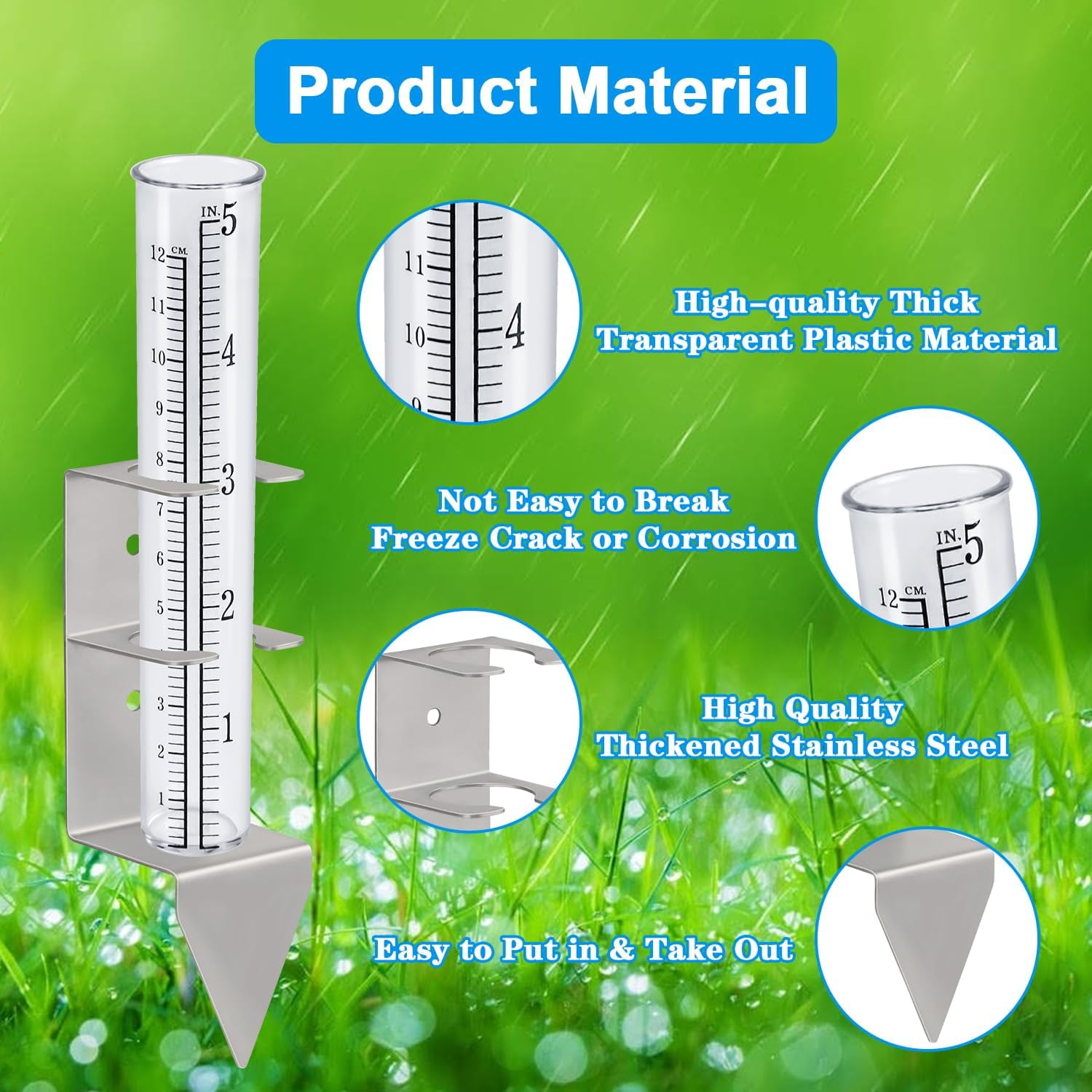 Rain Gauge,Rain Gauges Rated with Stainless Steel Mounting Rack Holder ...