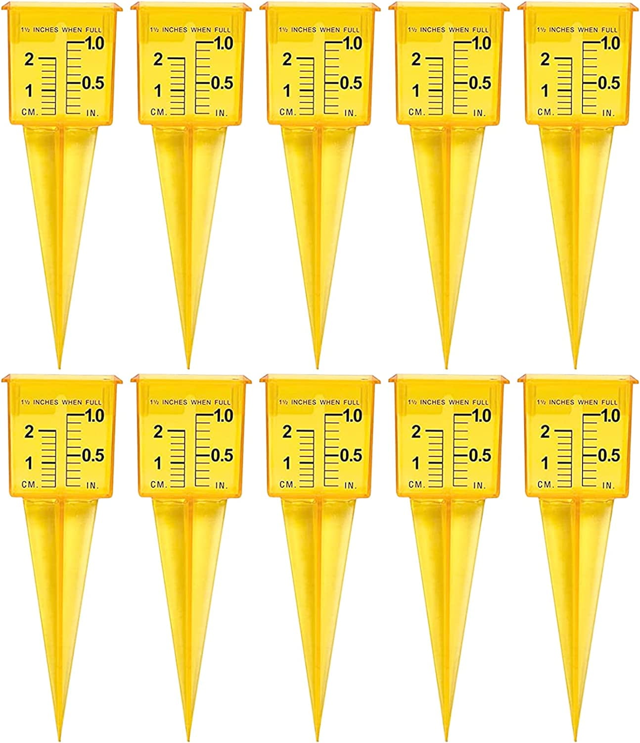 Rain Gauge/sprinkler Bright Yellow Plastic Wide Mouth Water Measuring ...
