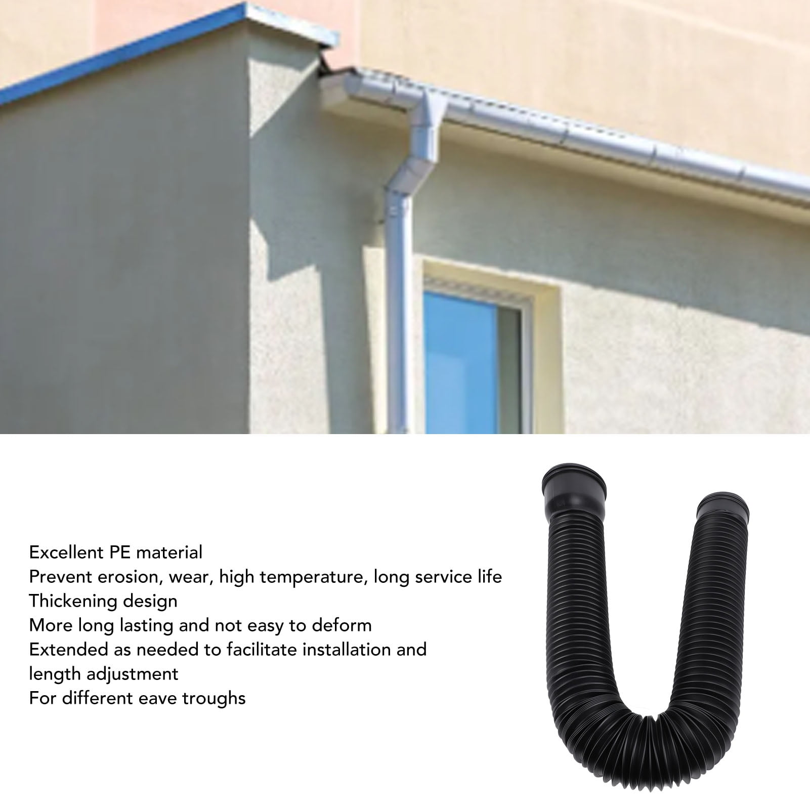 Rain Gutter Downspout Extension - Flexible, Adjustable Length, Durable ...