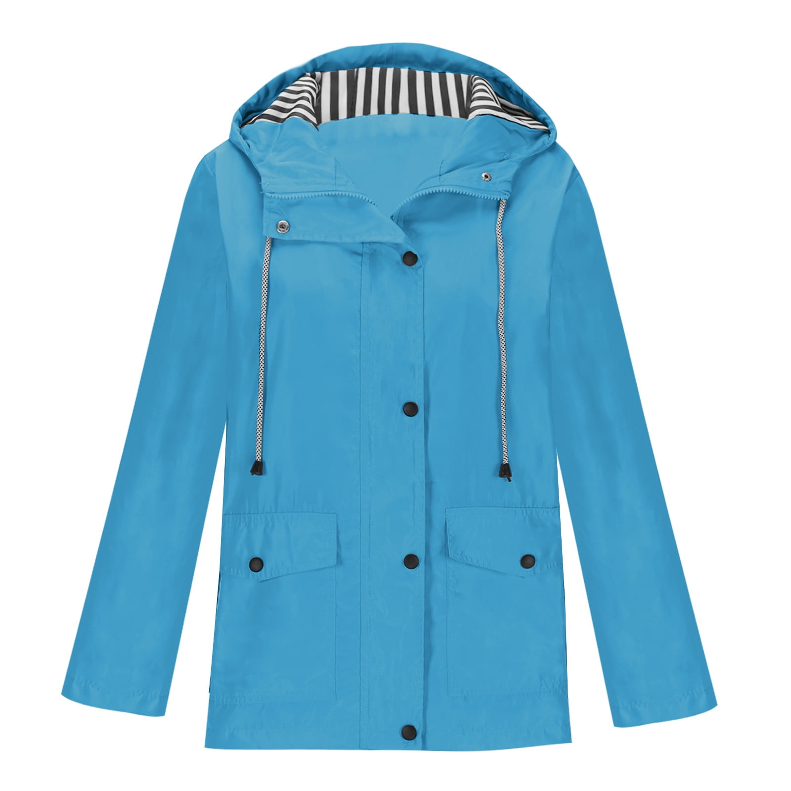 Rain Jacket Women,Rain Jackets,Women Solid Rain Jacket Outdoor Hooded ...