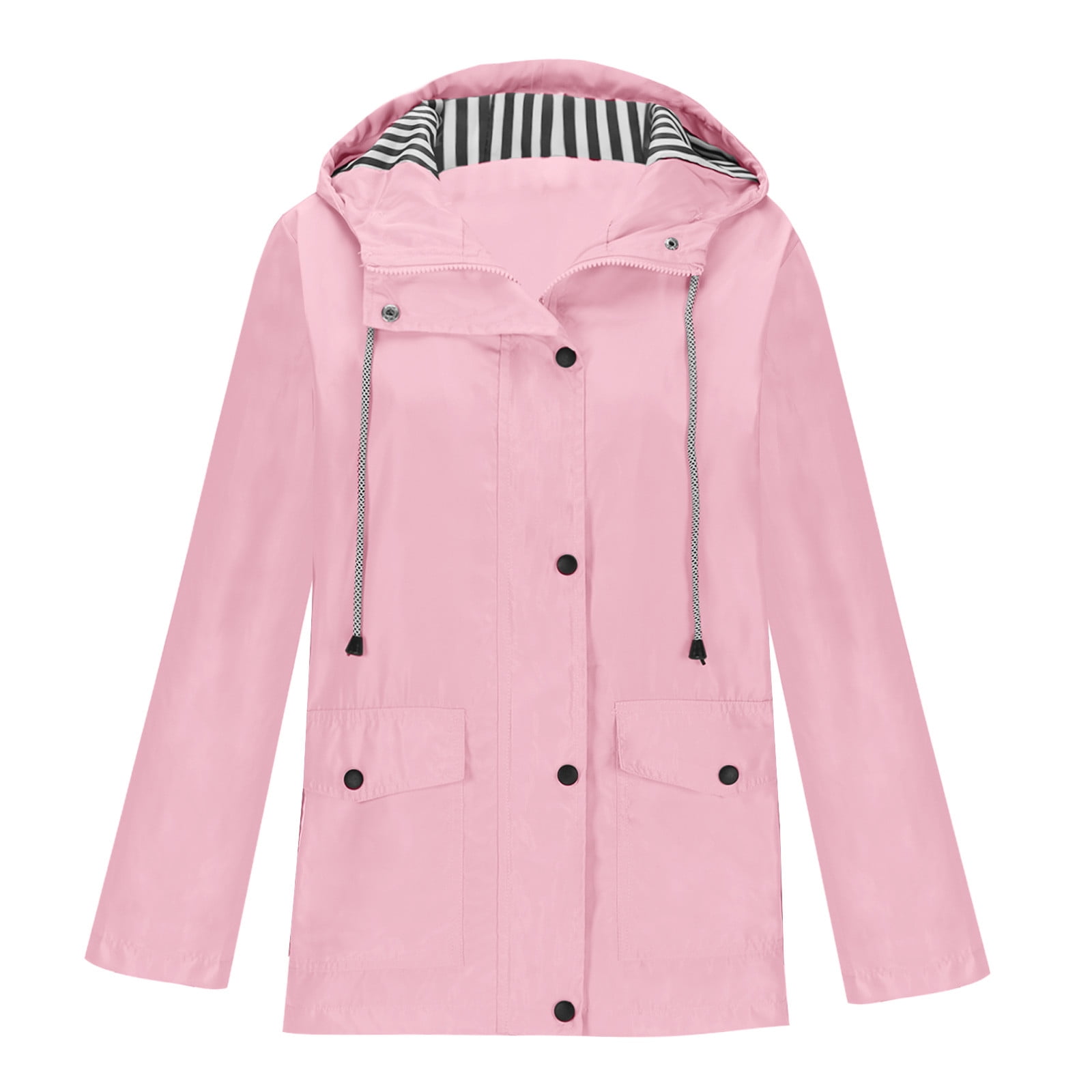 Rain Jacket Women,Rain Jackets,Women Solid Rain Jacket Outdoor Hooded ...