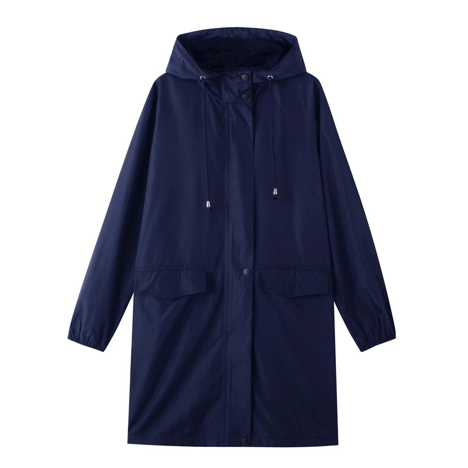 Rain Jacket Women Striped Lined Rain Jacket Lightweight Zip Up Rain ...