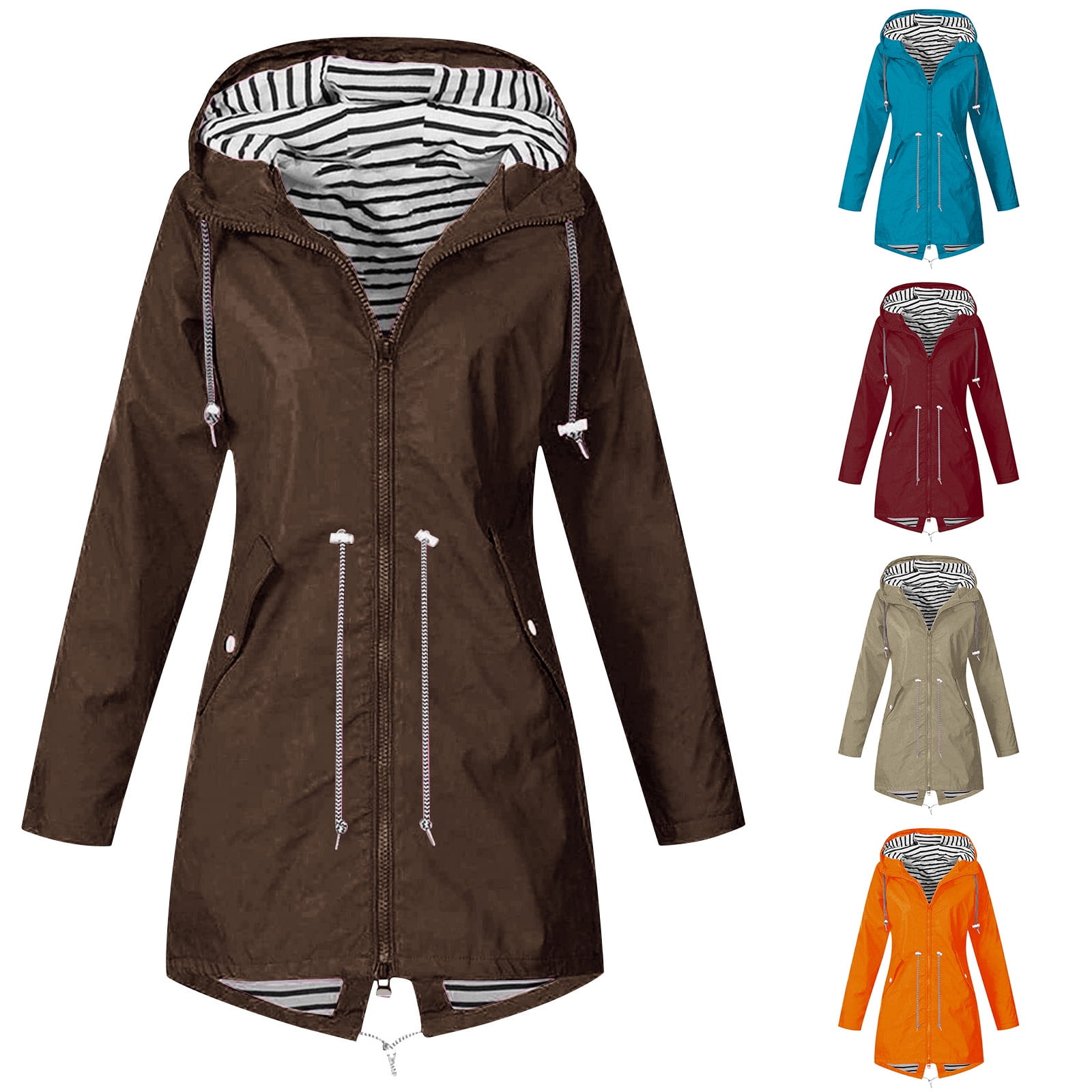 Rain Jacket Women Waterproof Lightweight Long Sleeve Raincoats with ...