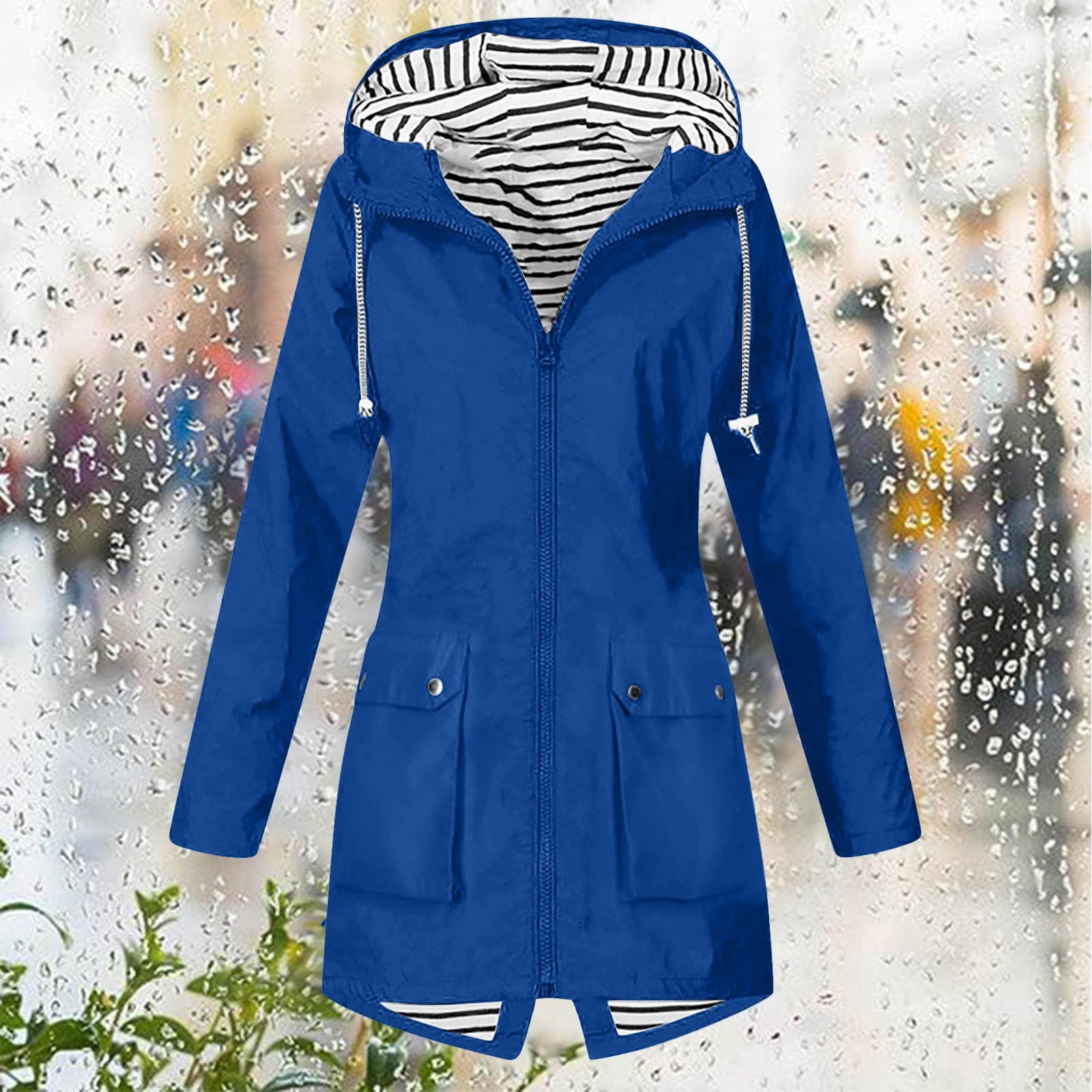 Rain Jacket Women Waterproof with Hood Lightweight Zip Up Hooded ...