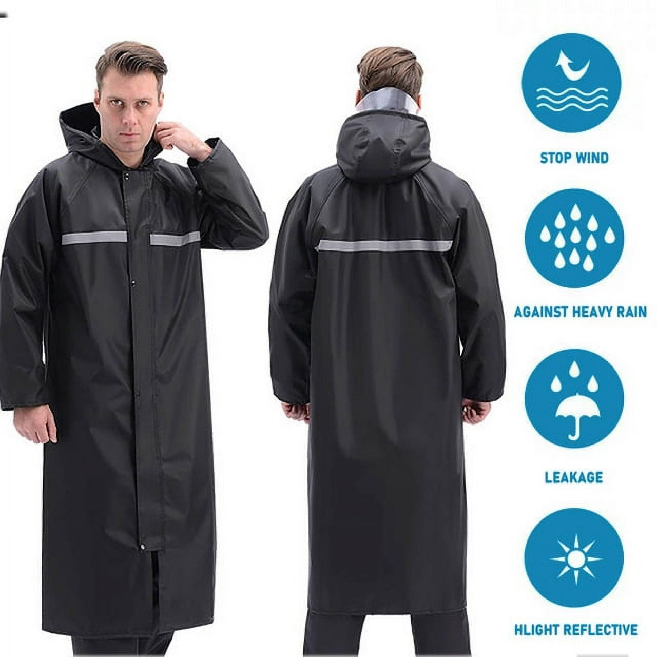 Rain Jacket for Men with Hood and Reflective Strip Waterproof Raincoat ...